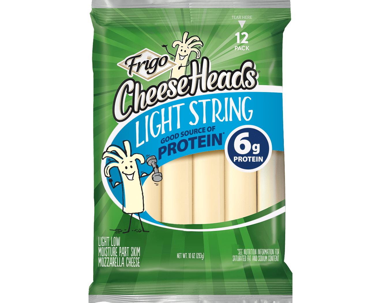 Frigo® Cheese Heads® Light Mozzarella String Cheese Snacks, 10 oz, 12 ...