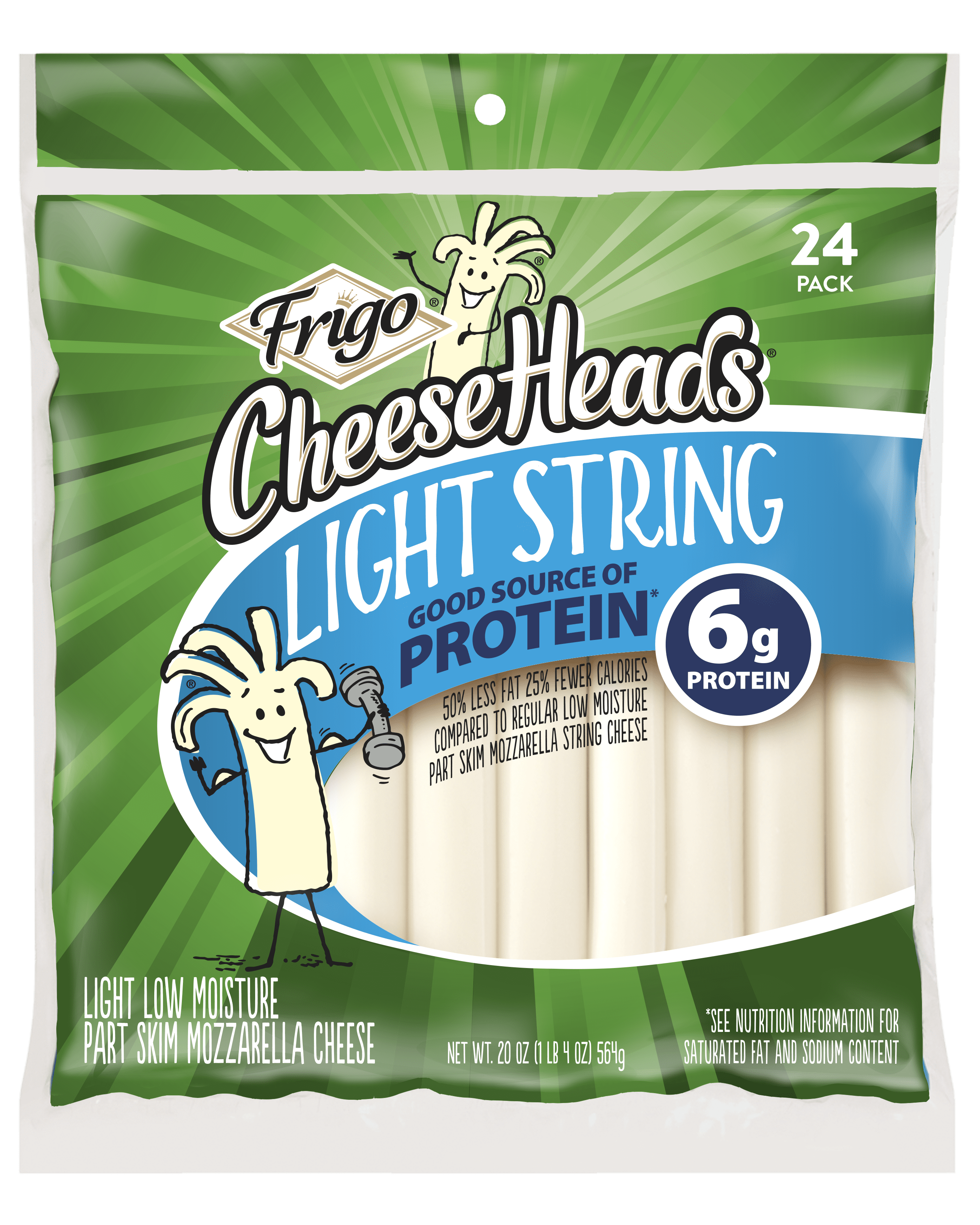 Frigo Cheese Heads Light Mozzarella String Cheese Snacks 20 oz 24 Count ...