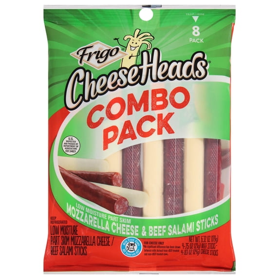 Frigo Cheese Heads Mozzarella & Salami Meat Snack Italian Pack, 6.32 oz ...