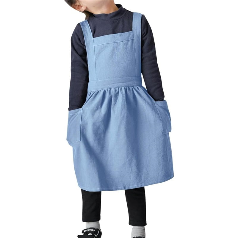 Frill Apron for Kids Cotton Cross Back Vintage Ruffle Apron for Garden ...