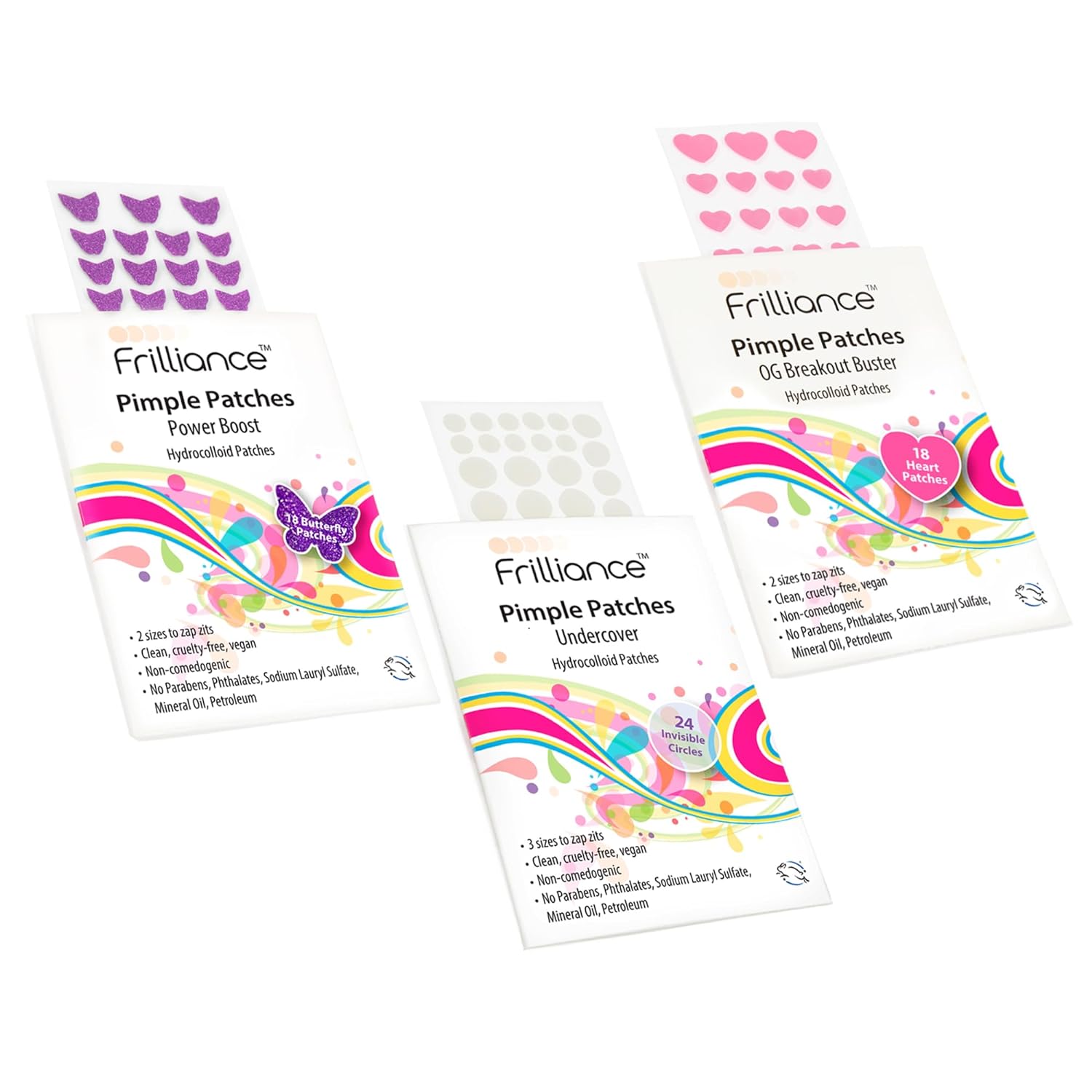 Frilliance Hydrocolloid Acne Pimple Patches for Zits and Blemishes 3 ...