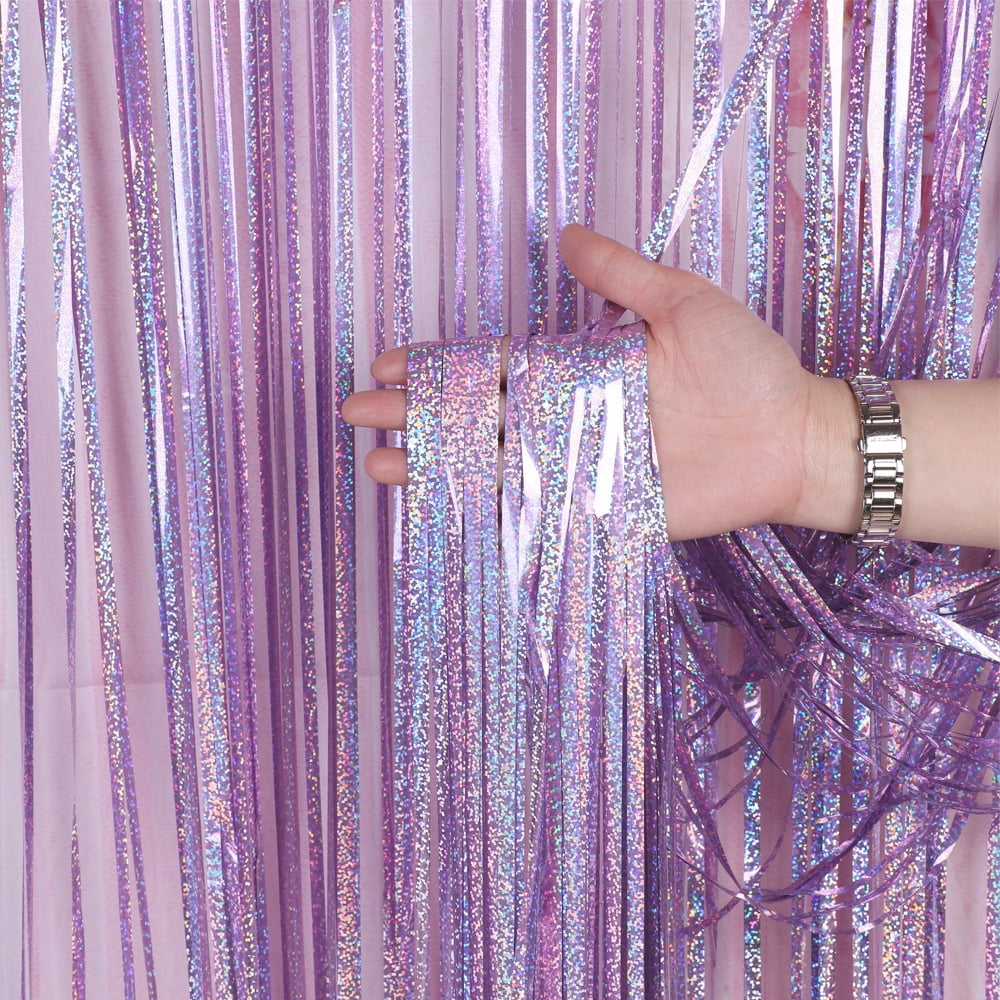Fringe Curtains - 2 Packs 3.28ftx6.56ft Sparkle Curtains Party ...