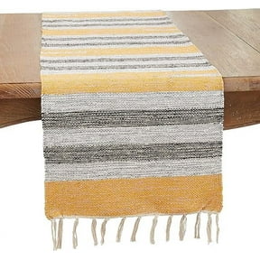 Saro Lifestyle Striped Chunky Fringe Table Runner - Walmart.com