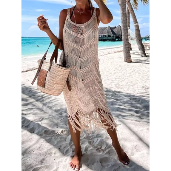 Fringe Scoop Neck Cover-Up - Walmart.com