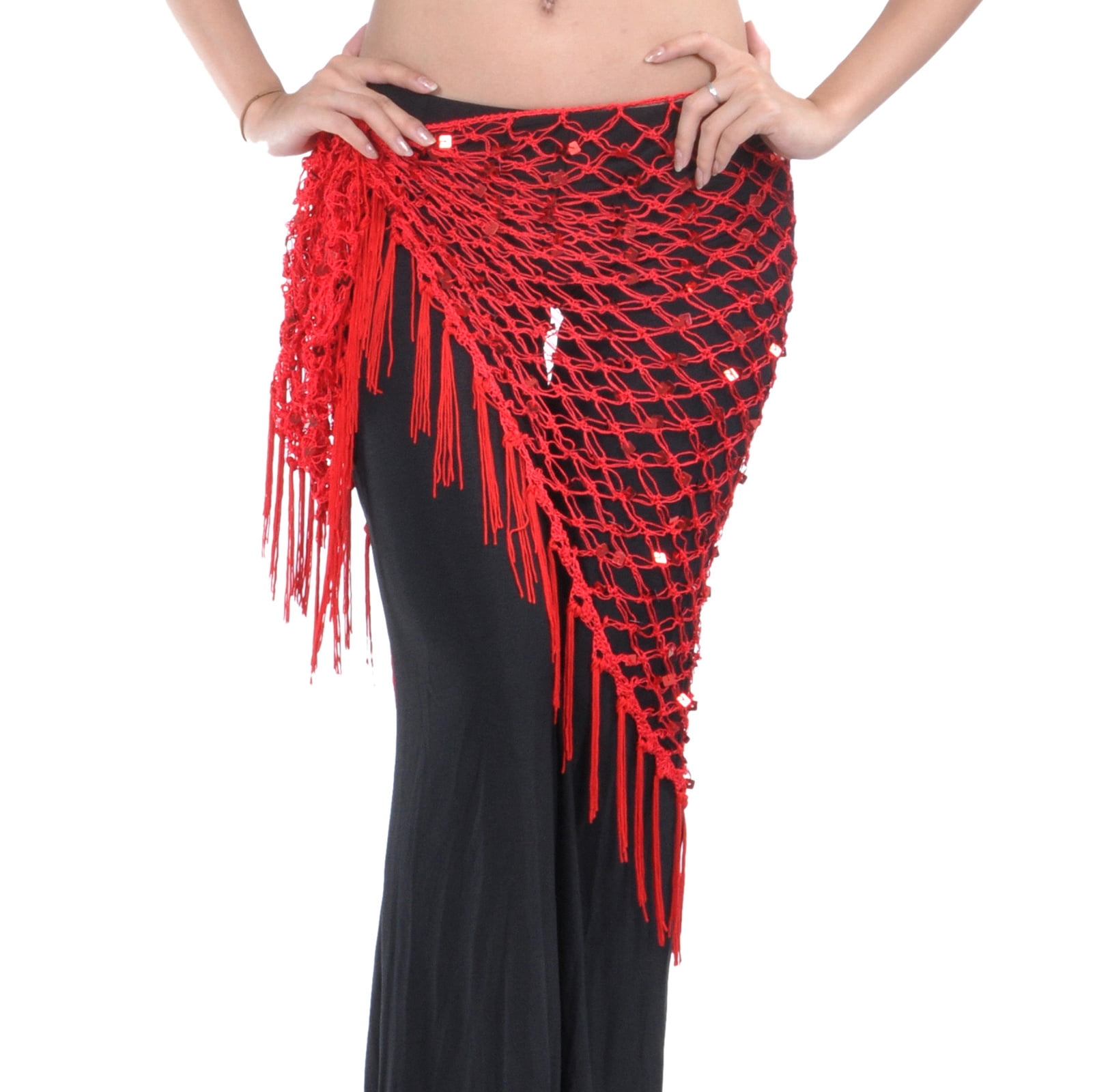 Fringe Sequin Crochet Net Spanish Flamenco Shawl Scarf Tribal Belly ...