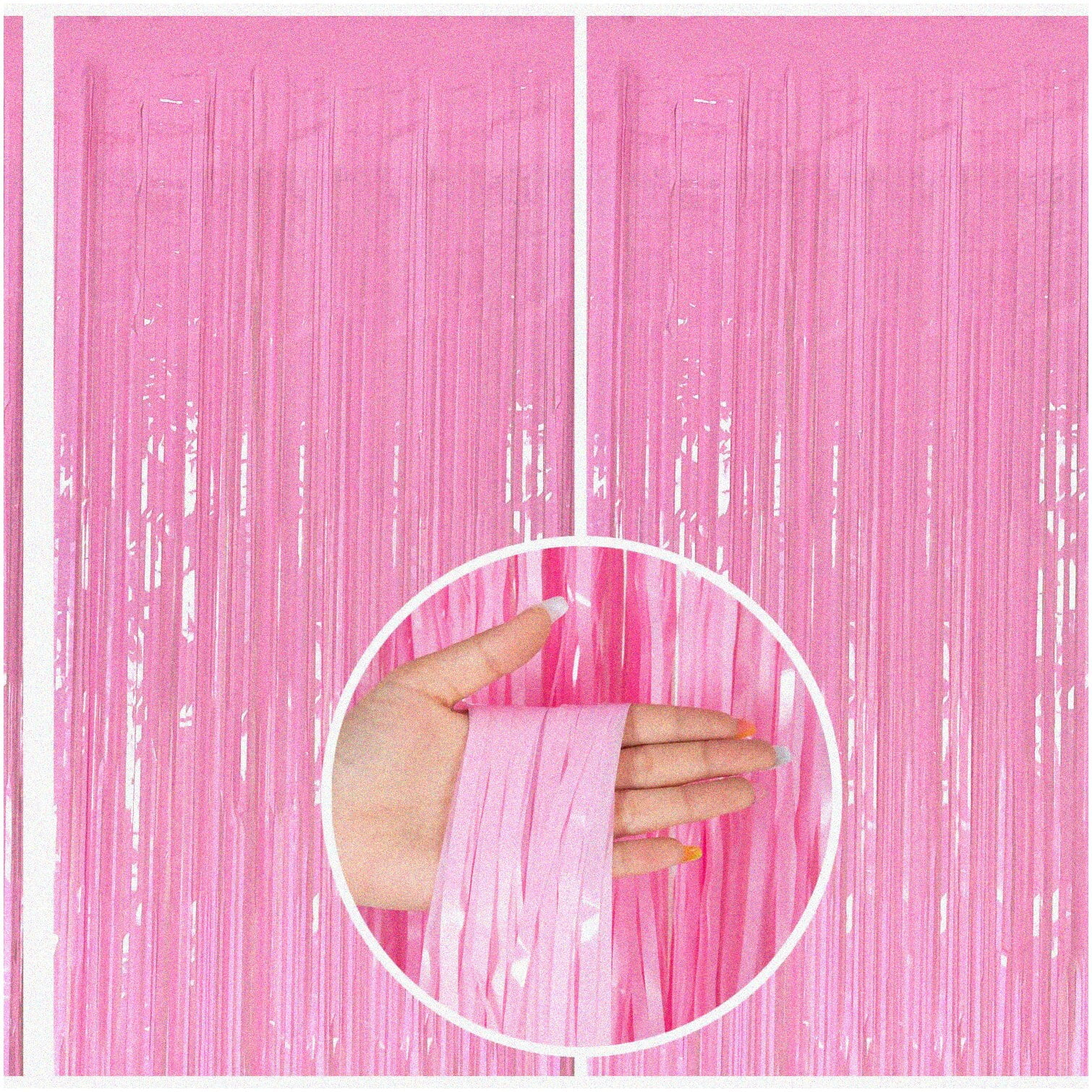FringeFest Tinsel Streamers & Backdrop - Pink Party Decor for Birthday ...