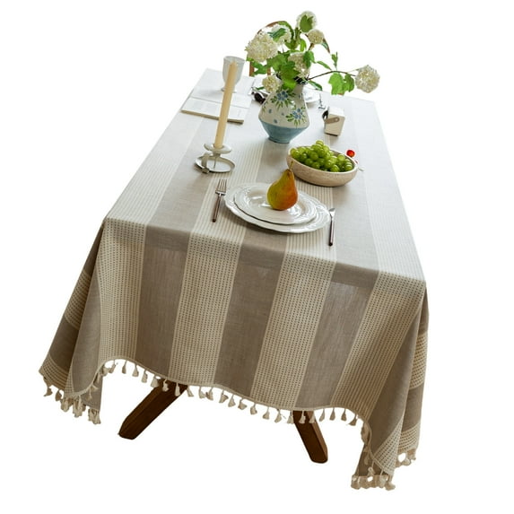 Fringed Cotton Blend Tablecloth, Traditional Designs, Low Maintenance ...