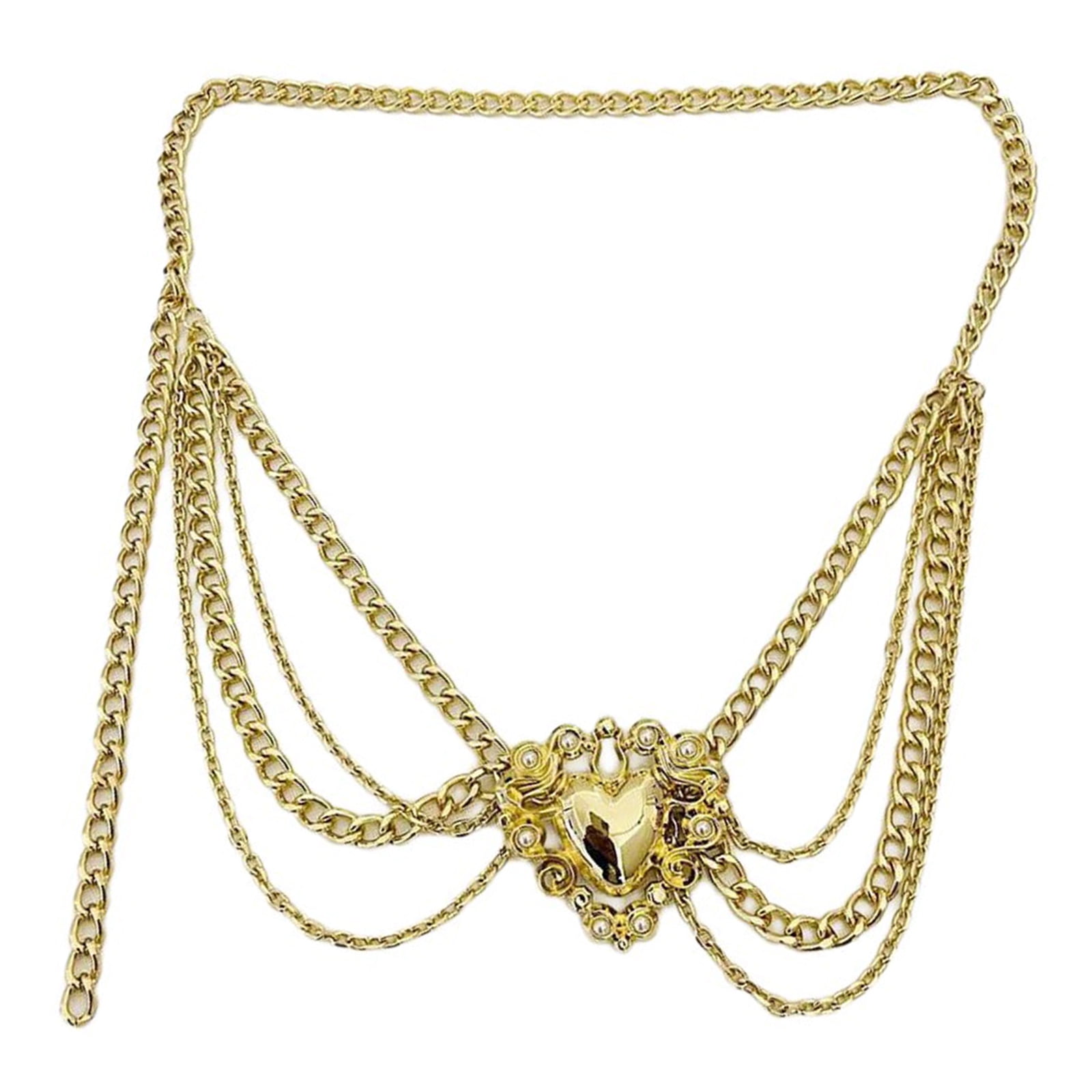 Fringed Heart Waist Chain Lustrous Belly Chain Belt for Female Fashion ...
