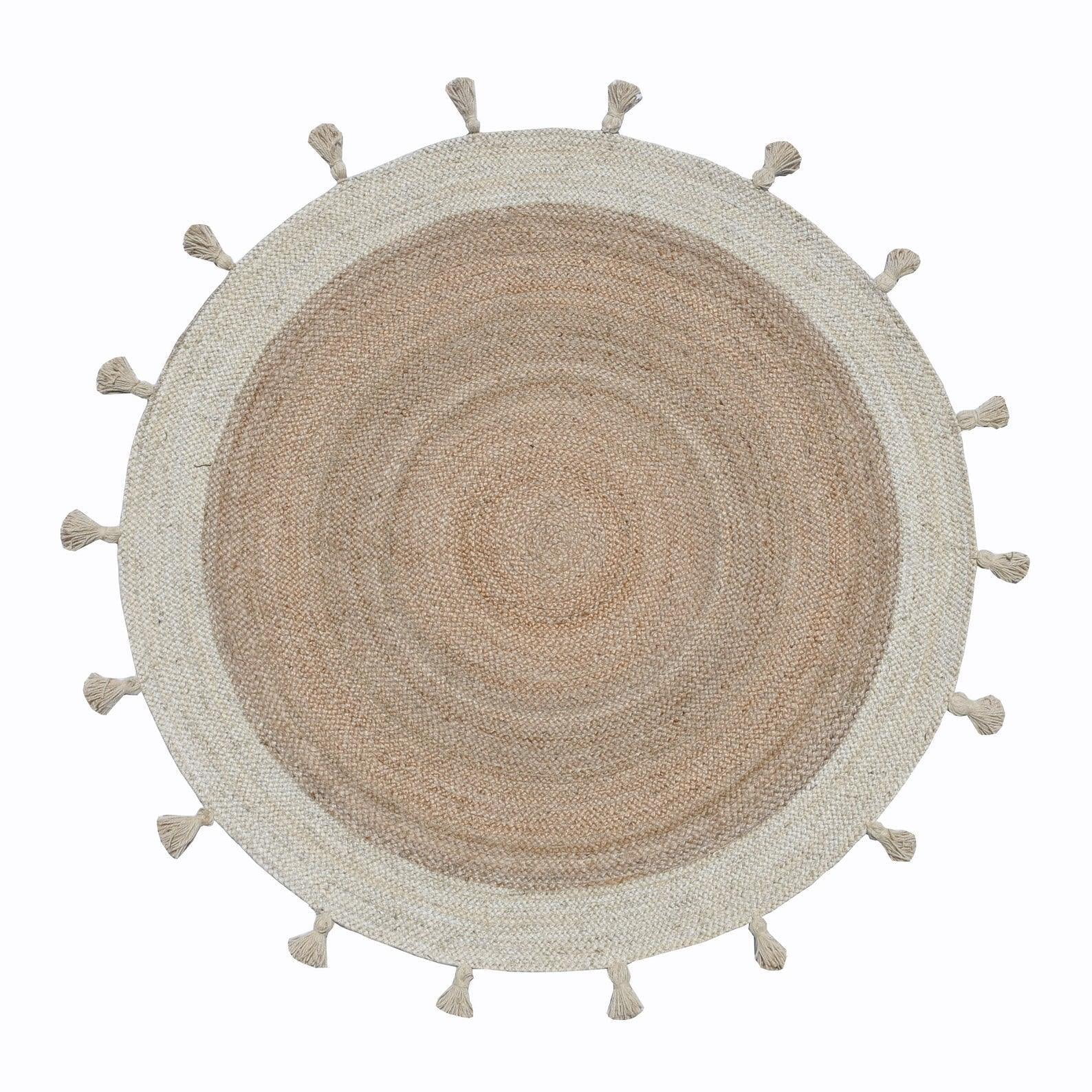 Fringed White Round Jute Rug - Walmart.com