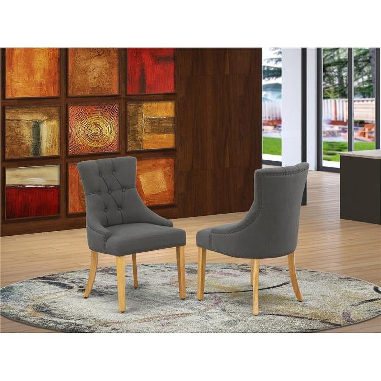Friona Parson Chair with Oak Leg & Linen Fabric - Dark Gotham Gray ...
