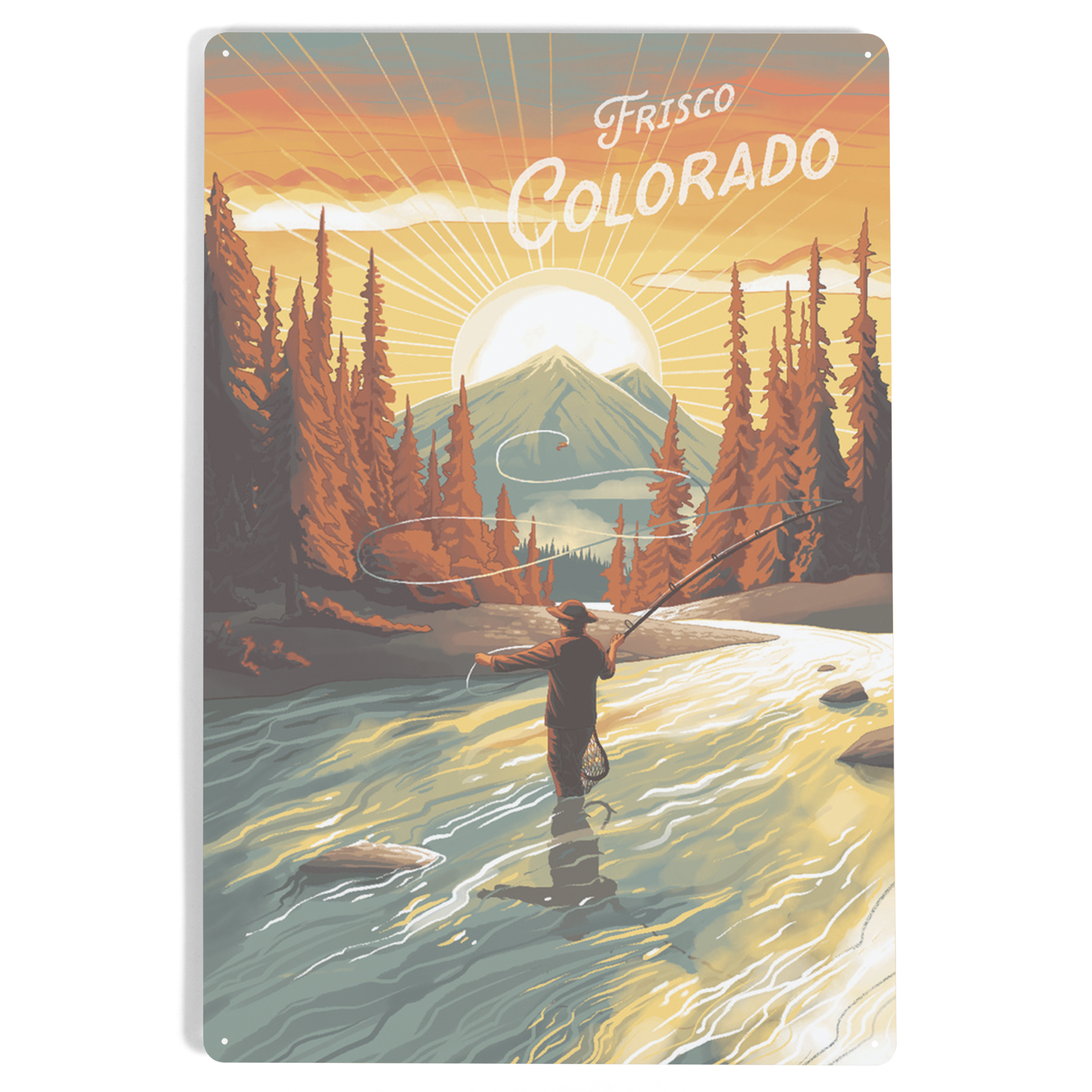 Frisco, Colorado, This is Living, Fishing with Mountain (12x18 Aluminum ...