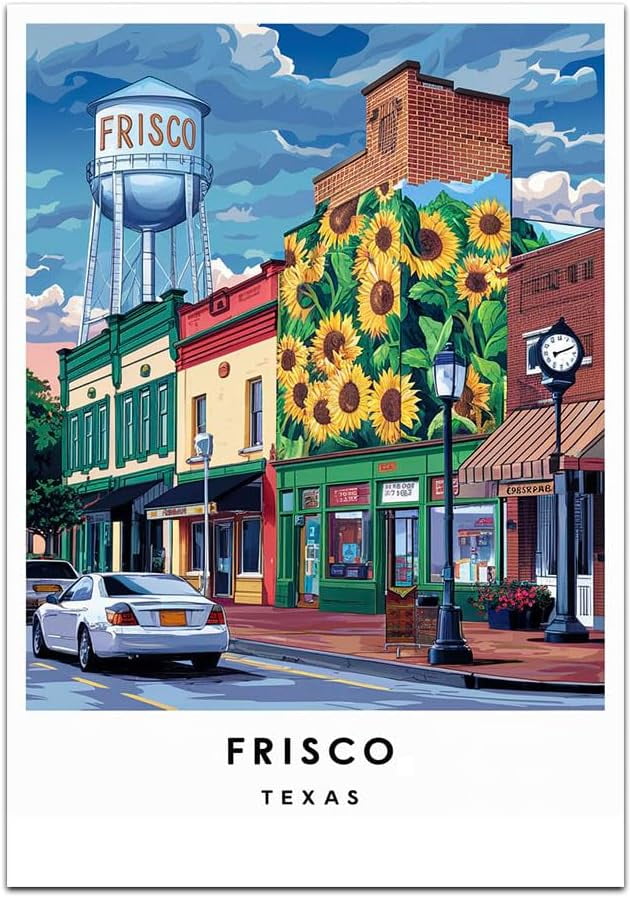 Frisco Map Retro Style Travel Canvas, Frisco Map Vintage Rustic Canvas ...