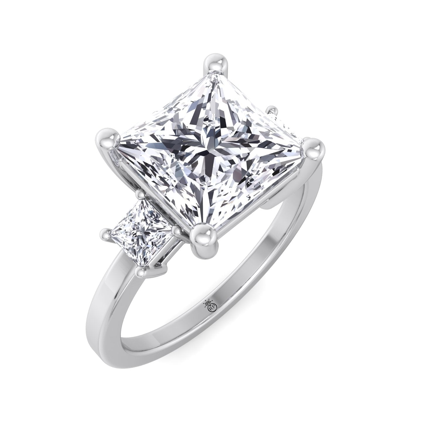 Frisco - Moissanite Princess Cut Lab Diamond Engagement Ring With ...