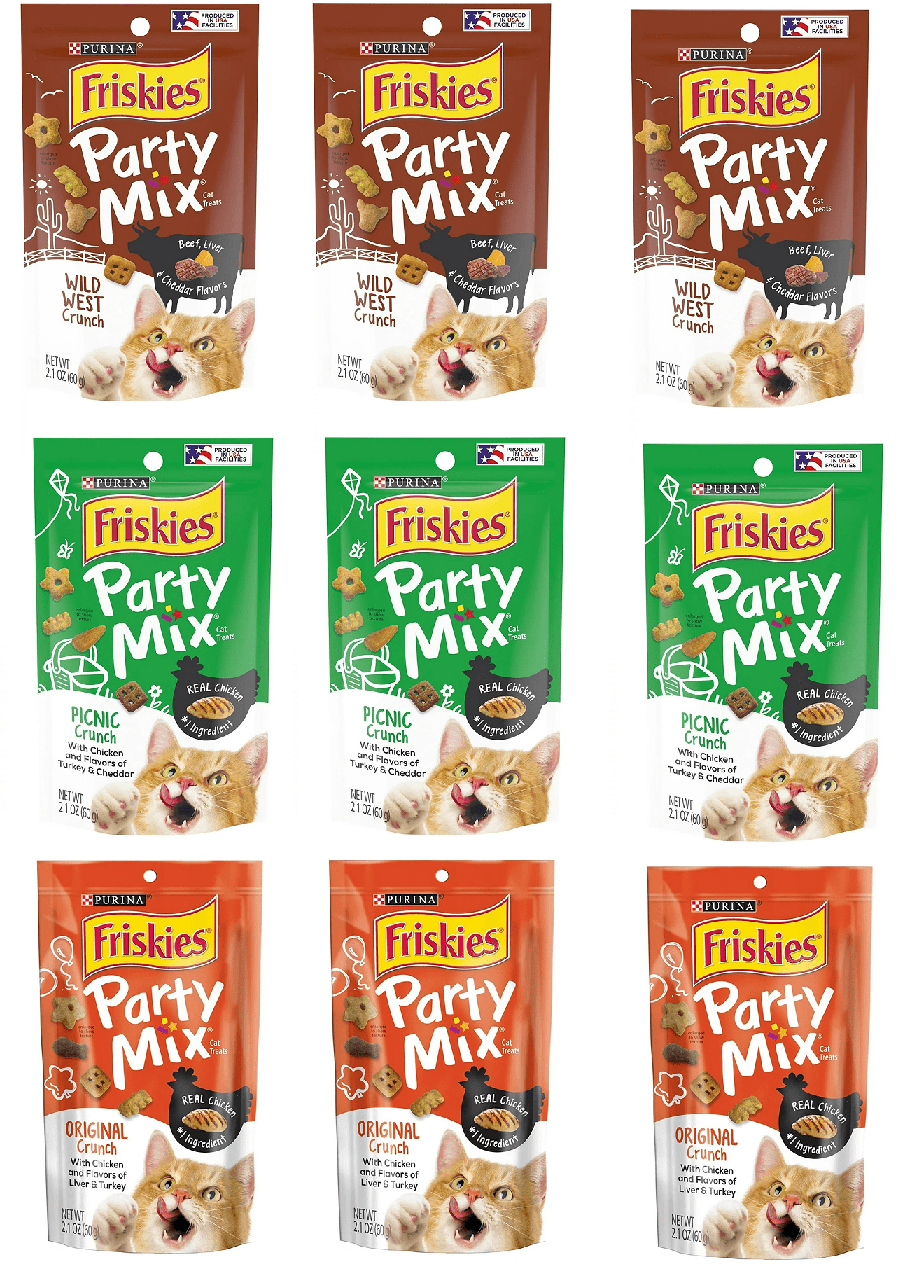 Friskies Cat Treats Party Mix, Original Crunch, Wild West, Picnic ...