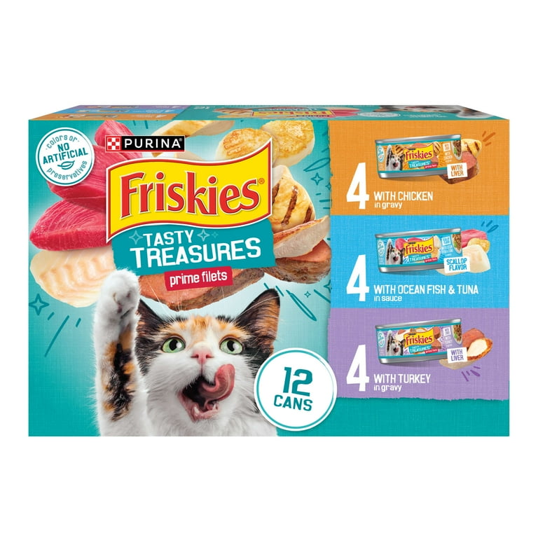 Friskies Gravy Tasty Treasures Prime Filets Wet Cat Food 12 Pack 5.5 oz Cans