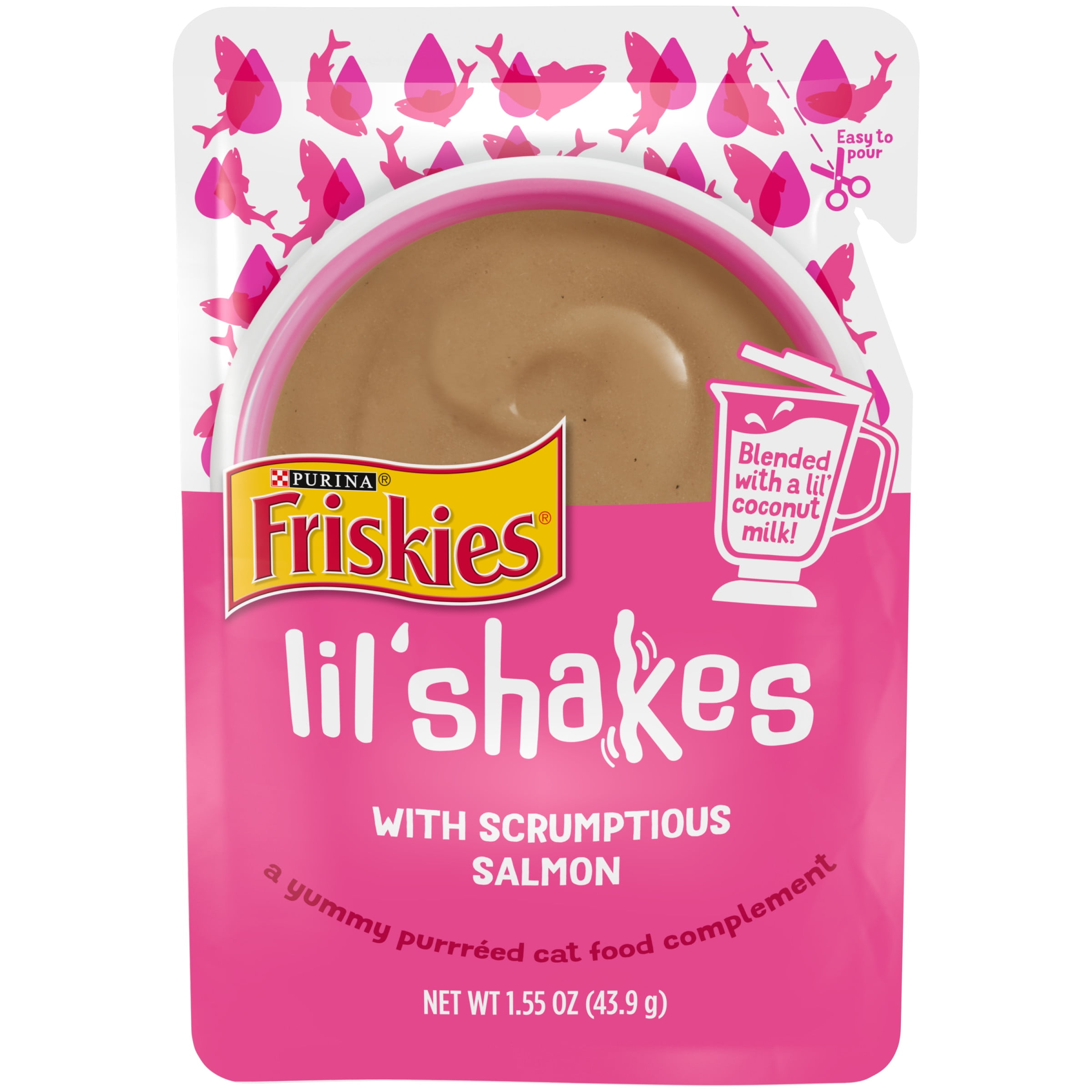 Friskies Lil’ Shakes Real Salmon Puree Wet Cat Food Topper with Coconut ...