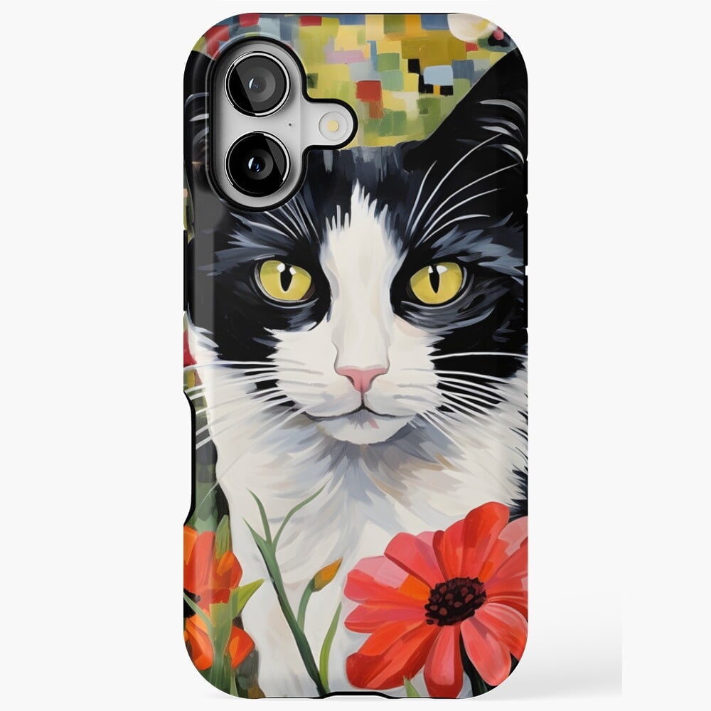Frisky Black And White Tuxedo Cat Cute Phone Case for iPhone 11 12 13 ...