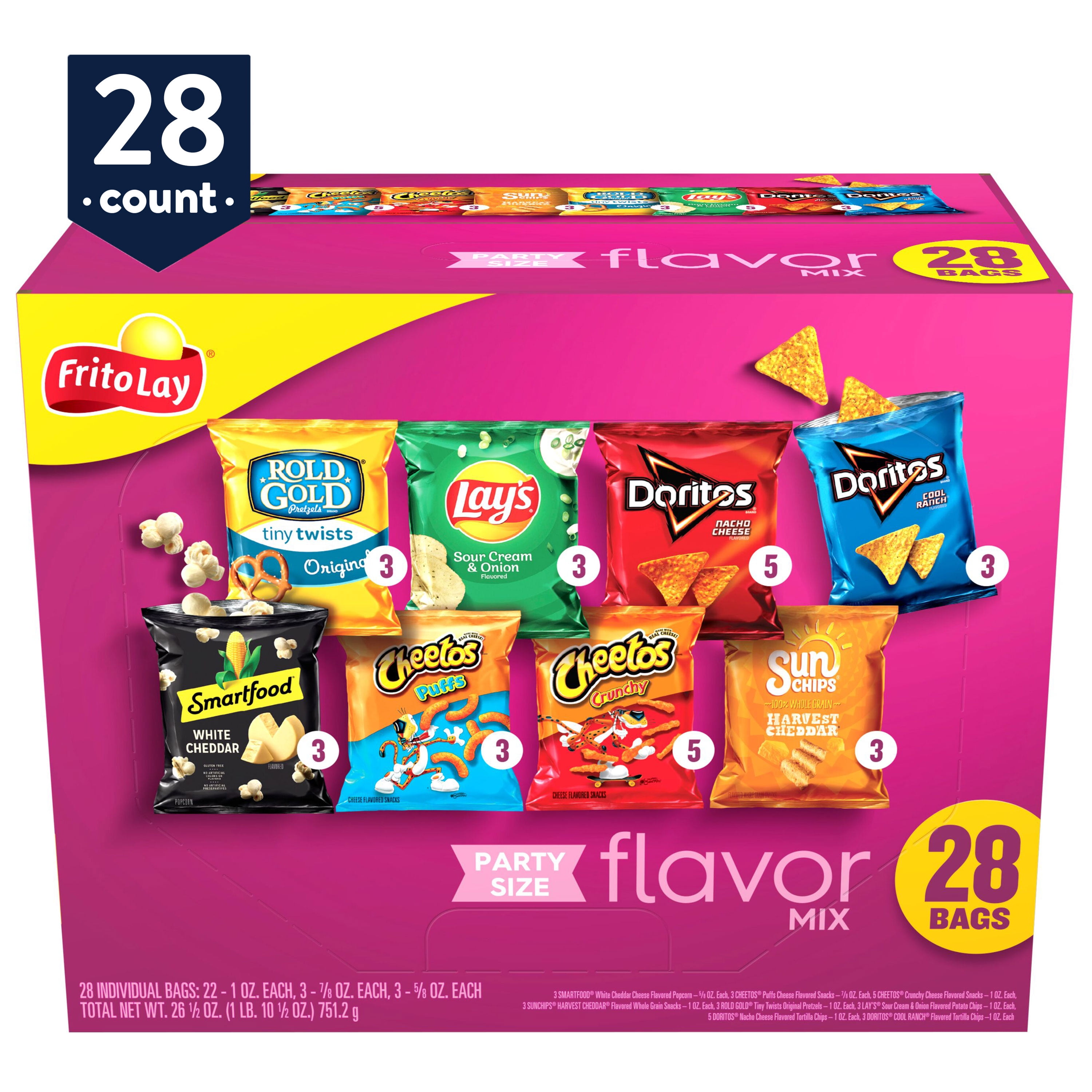 Frito Lay Assorted Flavor Mix Variety Snack Pack 28 Count