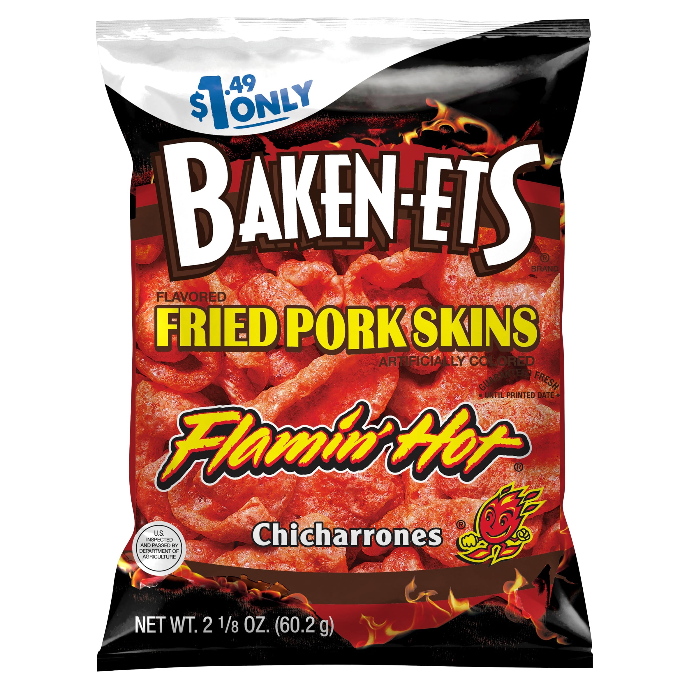 Frito Lay Baken-Ets Flamin' Hot Chicharrones Flavored Fried Pork Skins ...