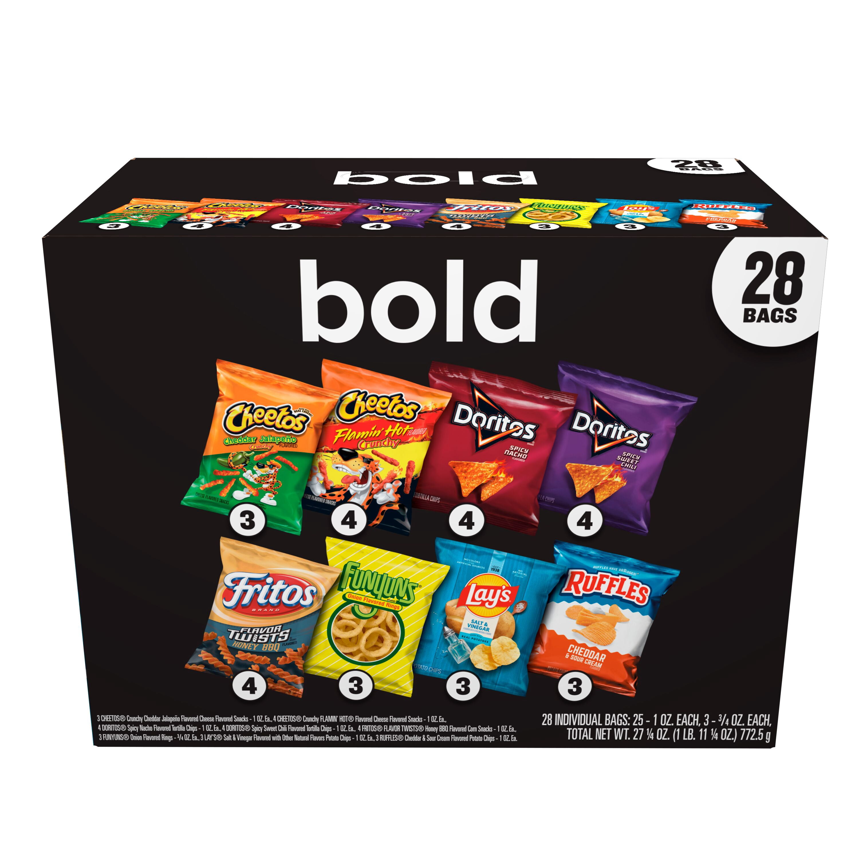 Frito-Lay Bold Mix Family Bag, Multi-Box Flavor Variety Pack Snack ...