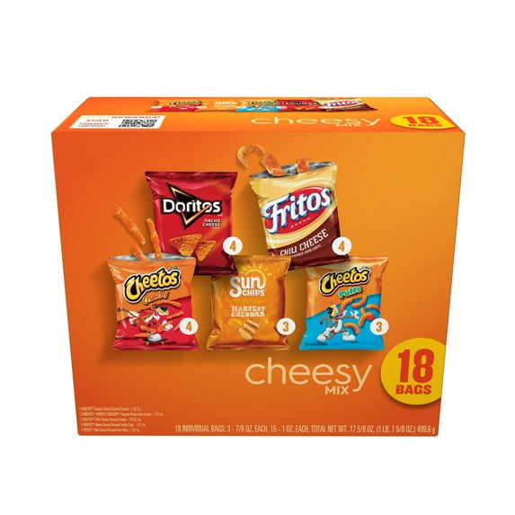 Frito-Lay Family Assorted Cheesy Snack Chips, Multipack Box, 18 Count ...