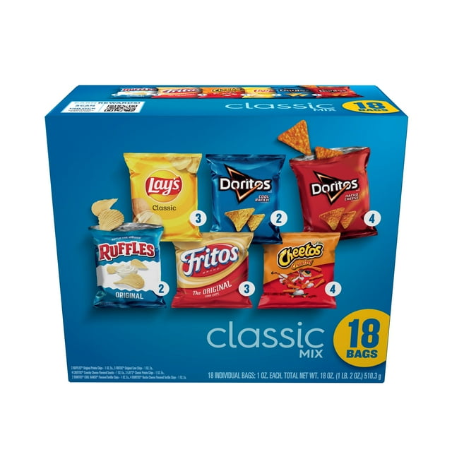 Frito-Lay Classic Mix Snack Chips, Individual Assorted Packages, 1oz 18 ...