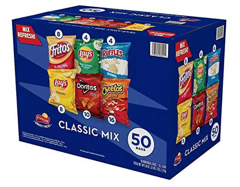 Frito-Lay, Chips, 50 Bags, Classic Snack Pack, Individually Packaged ...