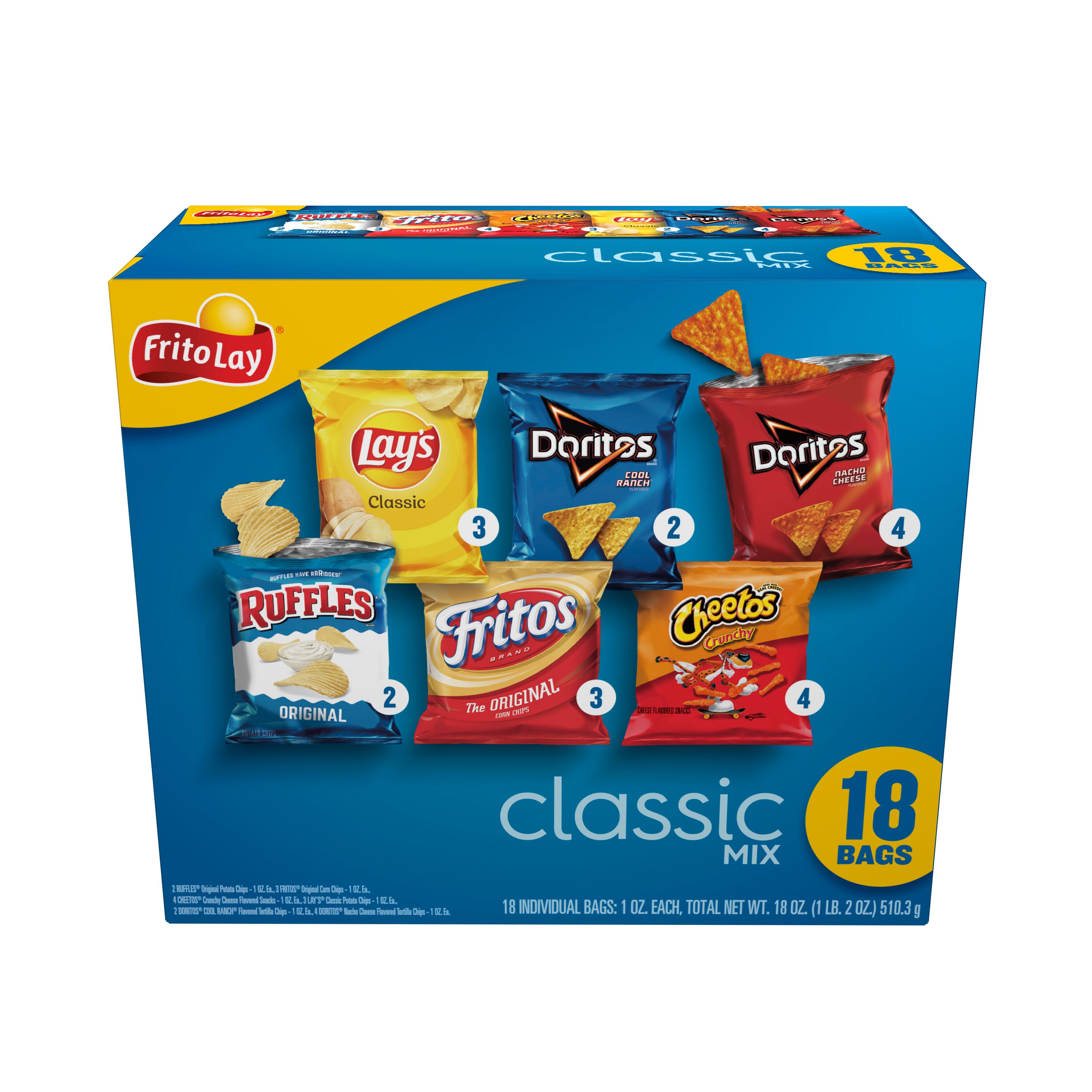 Frito-Lay Classic Mix Snacks Variety Pack, 18 Count (Assortment May ...