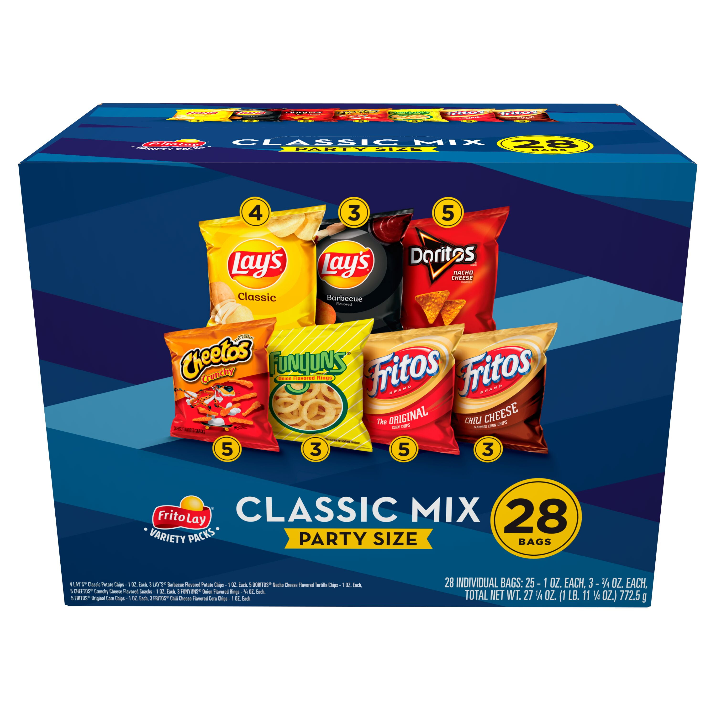 Frito-Lay Classic Mix Snack Chips, 28 Count Individual Packets in Multi ...