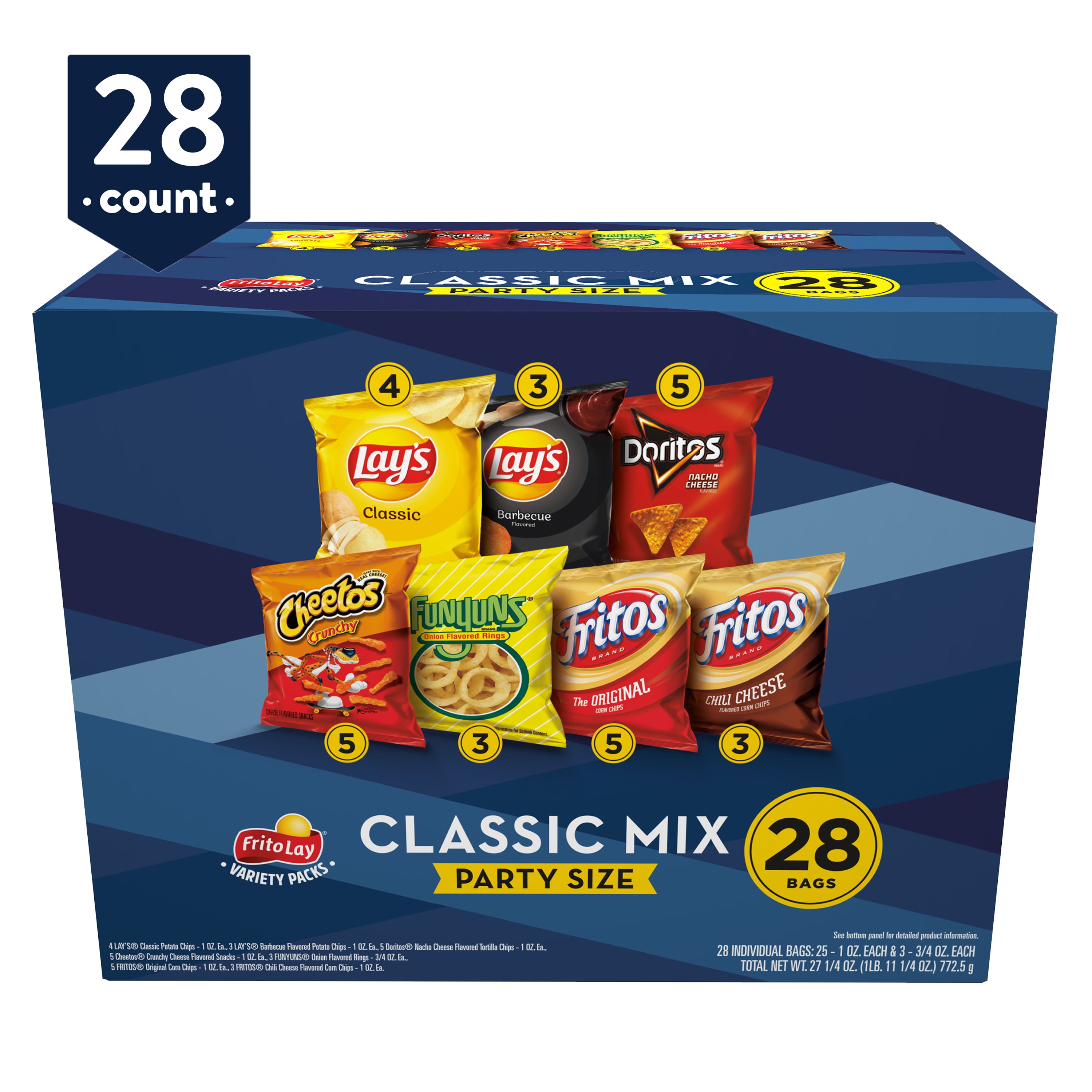 Frito Lay Classic Mix Variety Pack Snack Chips 28 Count Multipack