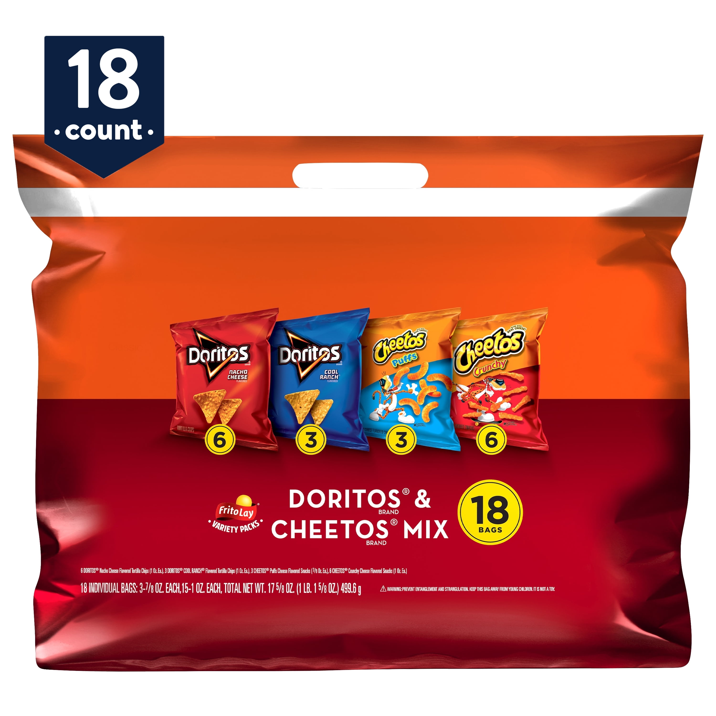 Frito-Lay Doritos & Cheetos Mix Snacks Variety Pack, 18 Count - Walmart.com