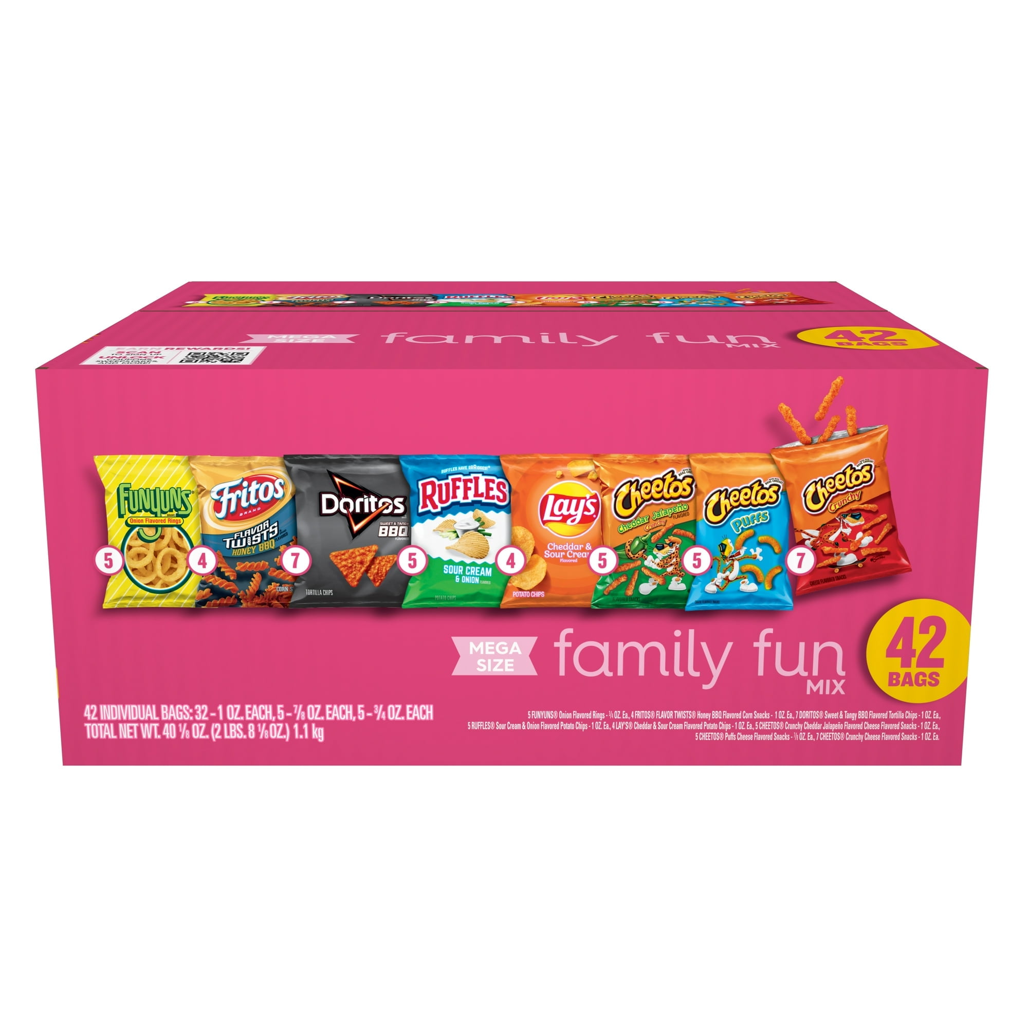 Frito Lay Family Fun Mix Chips Variety Pack, Mega Size, 42 Count - 2 ...