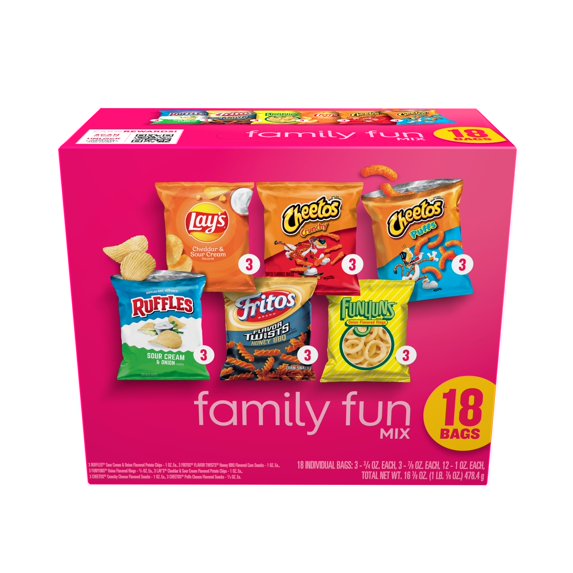 Frito-Lay Family Fun Mix, Multipack Snack Chips,18 Count, Ideal for ...