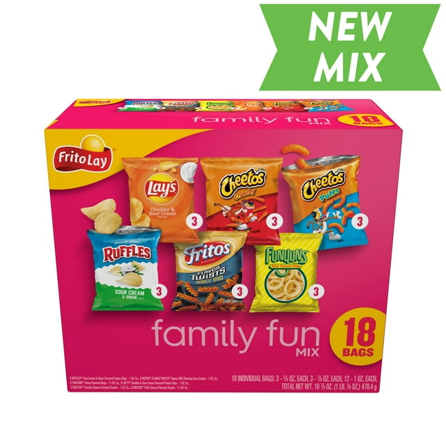 Frito-Lay Family Fun Mix, Multipack Snack Chips,18 Count, Ideal for ...