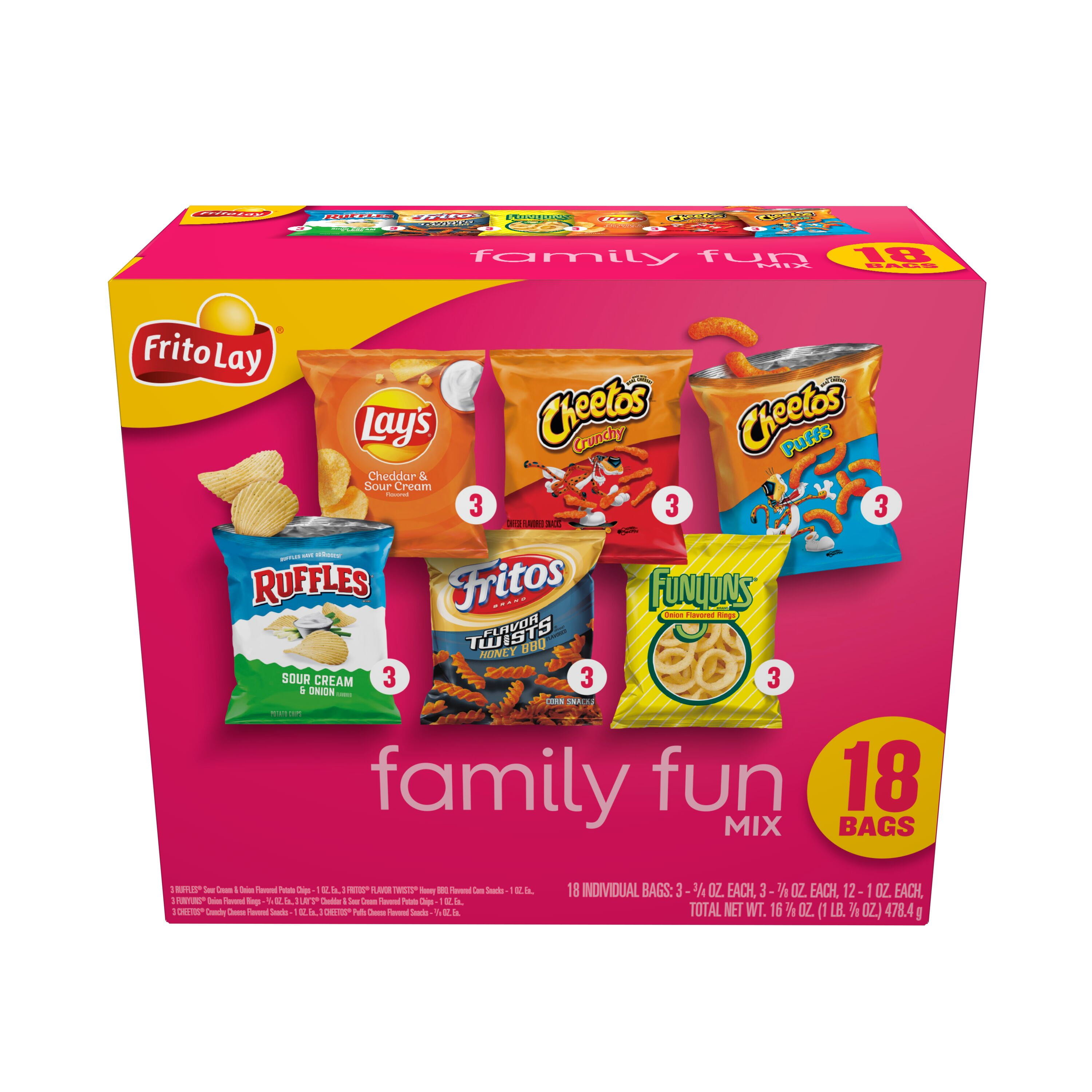 Frito-Lay Family Fun Mix Variety Pack Snack Chips, 18 Count Multipack ...