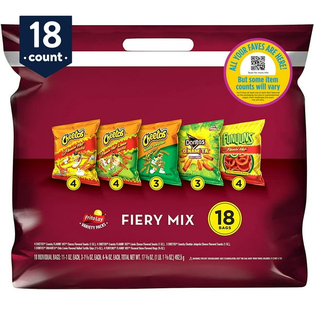 Frito-Lay Fiery Mix Snacks Variety Pack, 18 Count (Assortment may vary ...