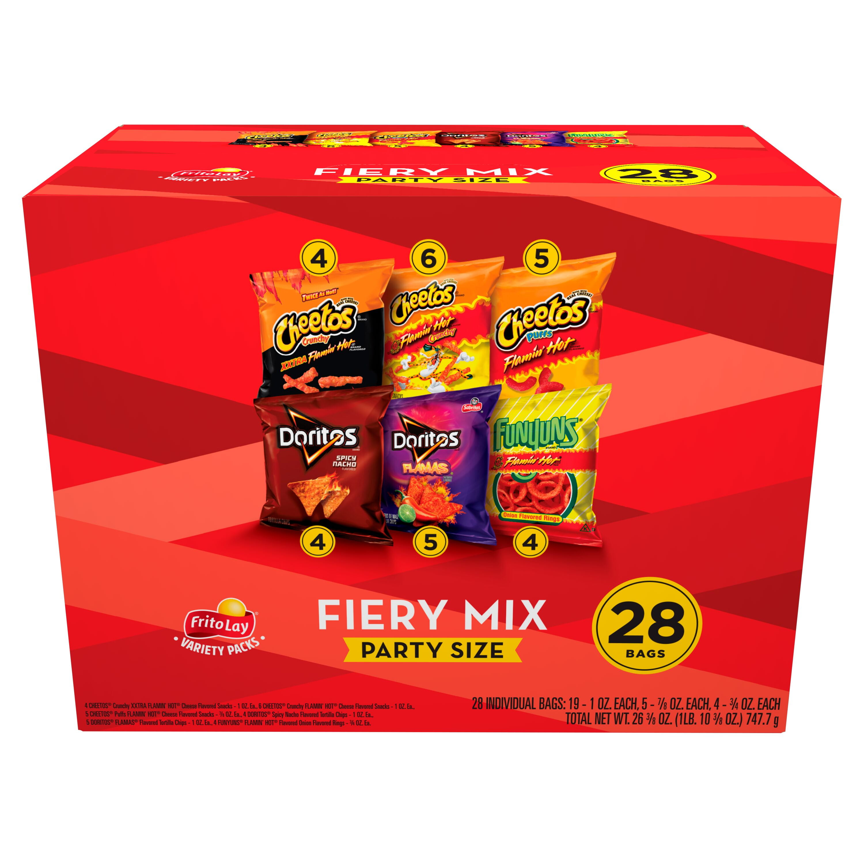 Frito-Lay Fiery Mix: Spicy Chips Variety Pack, Individually Packaged ...