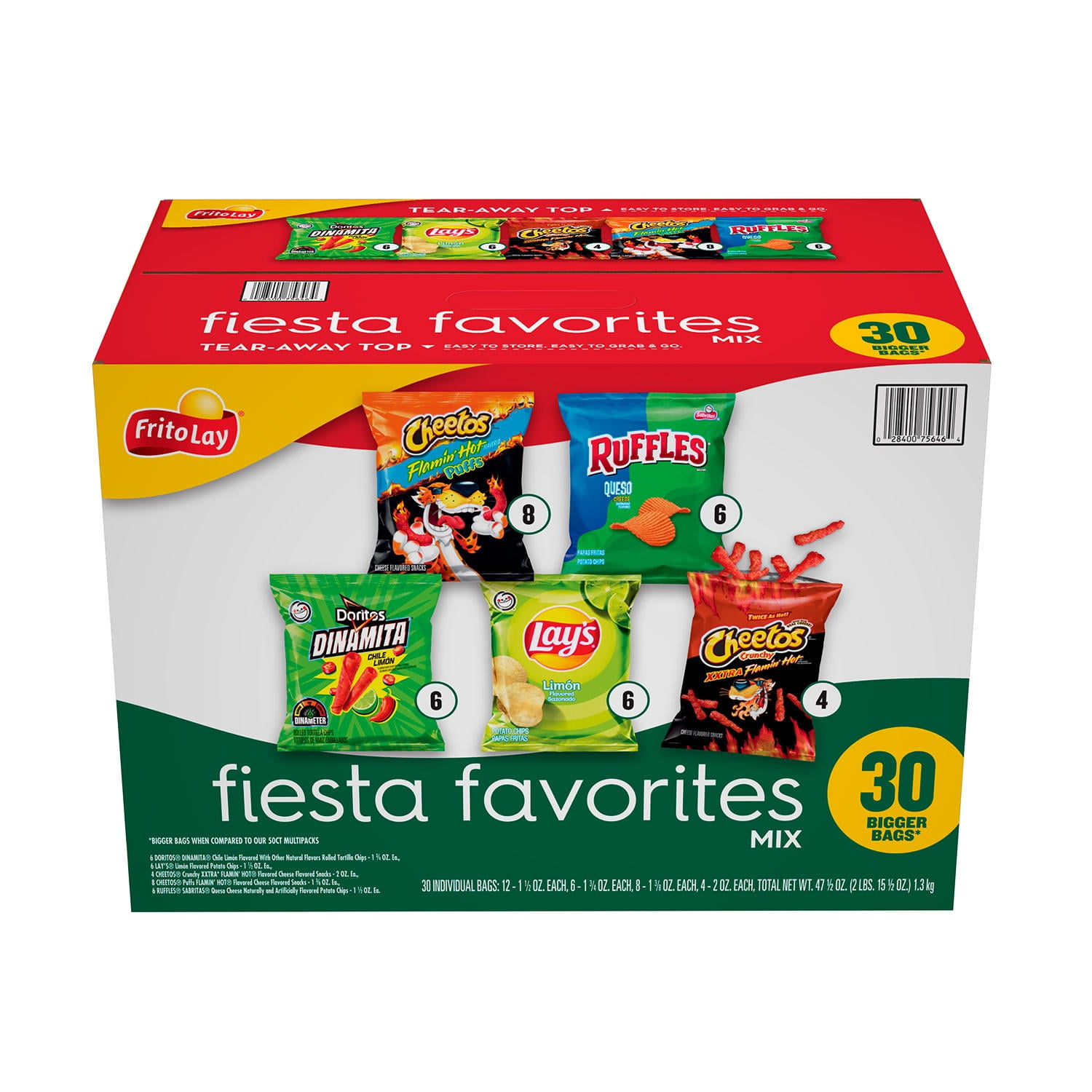 Frito-Lay Fiesta Favorites Mix, Variety Pack Chips & Snacks, 30 pk ...