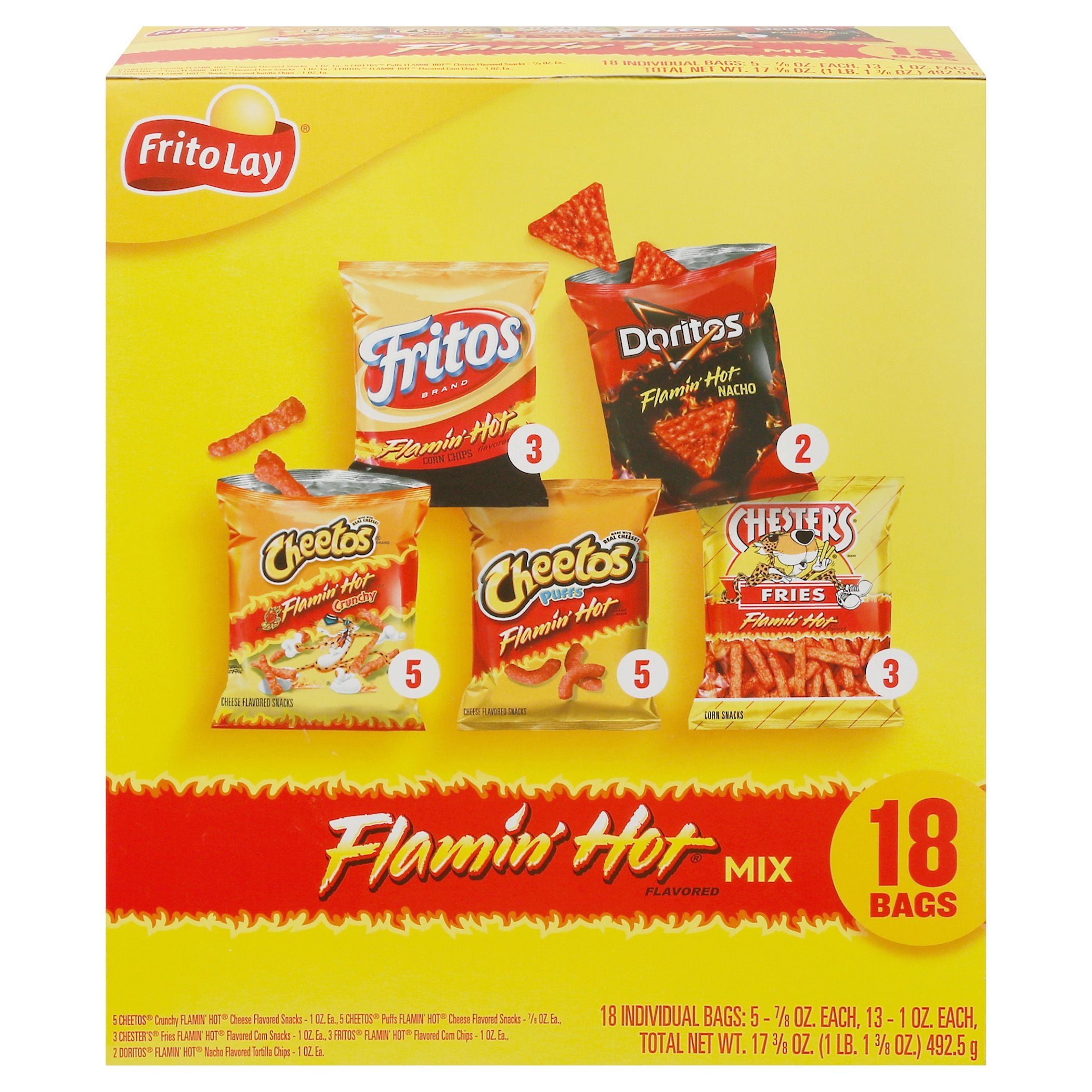 Frito Lay Flamin' Hot Mix Variety Pack Chips - 18 ct (Pack of 2 ...