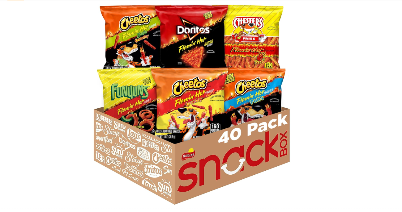 Frito Lay Flamin' Hot Mix, Variety Pack (Pack of 40), Packaging May ...