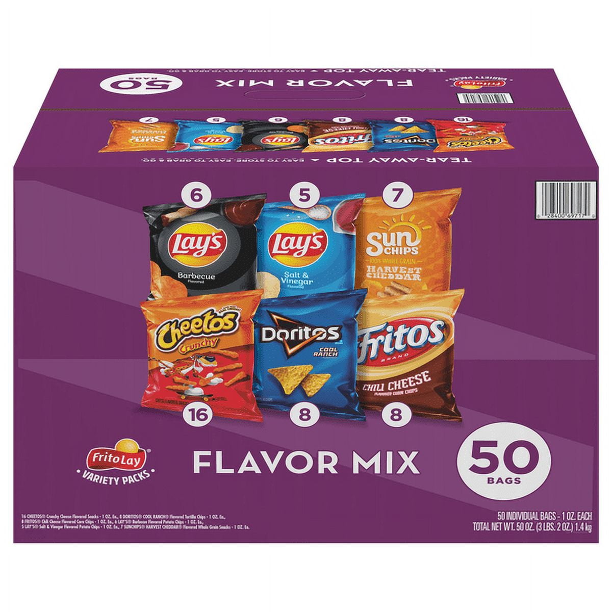 Frito-Lay Flavor Mix Chips And Snacks Variety Pack (50 Count) - Walmart.com