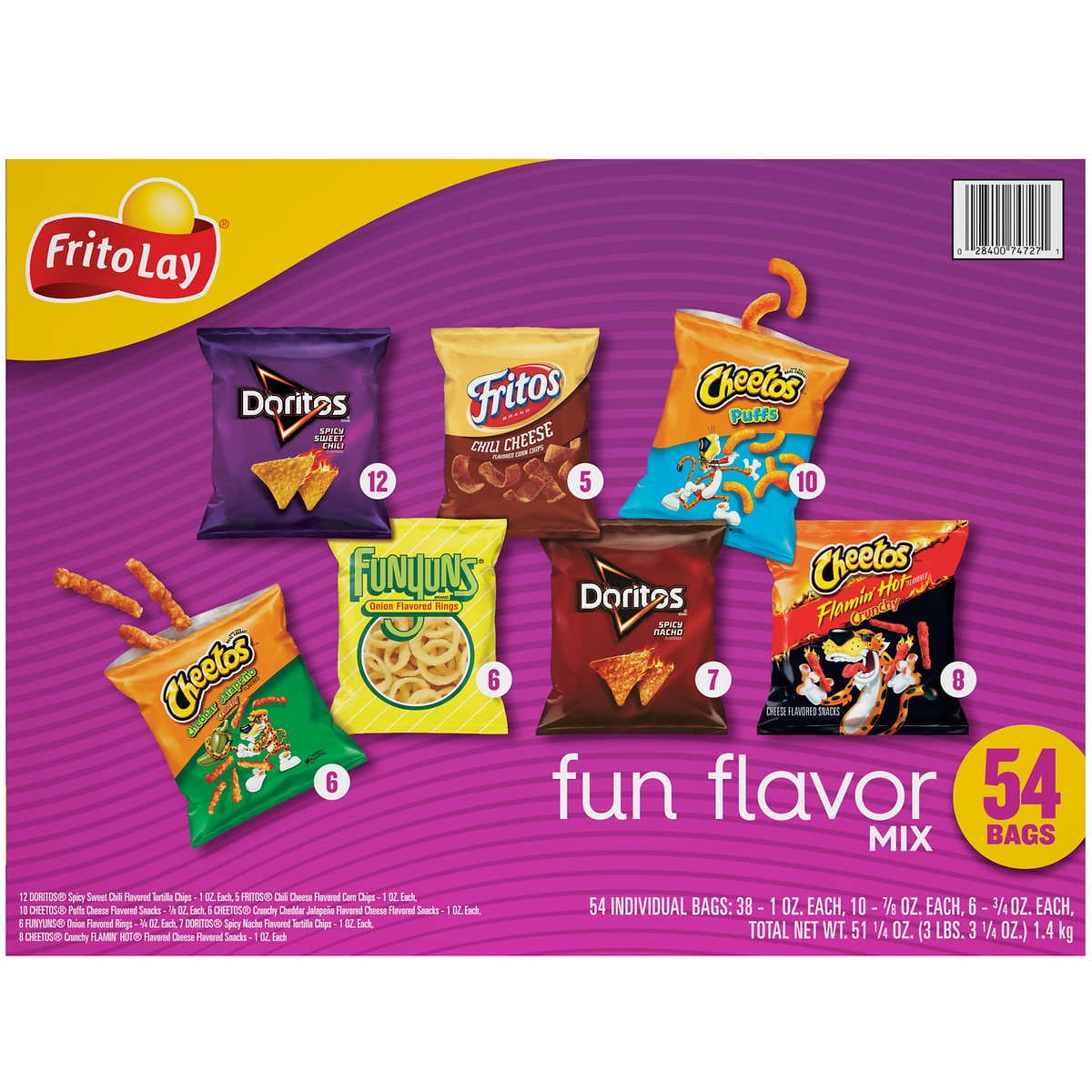 Frito Lay Fun Flavor Mix, Variety Pack, 54 Count - Walmart.com
