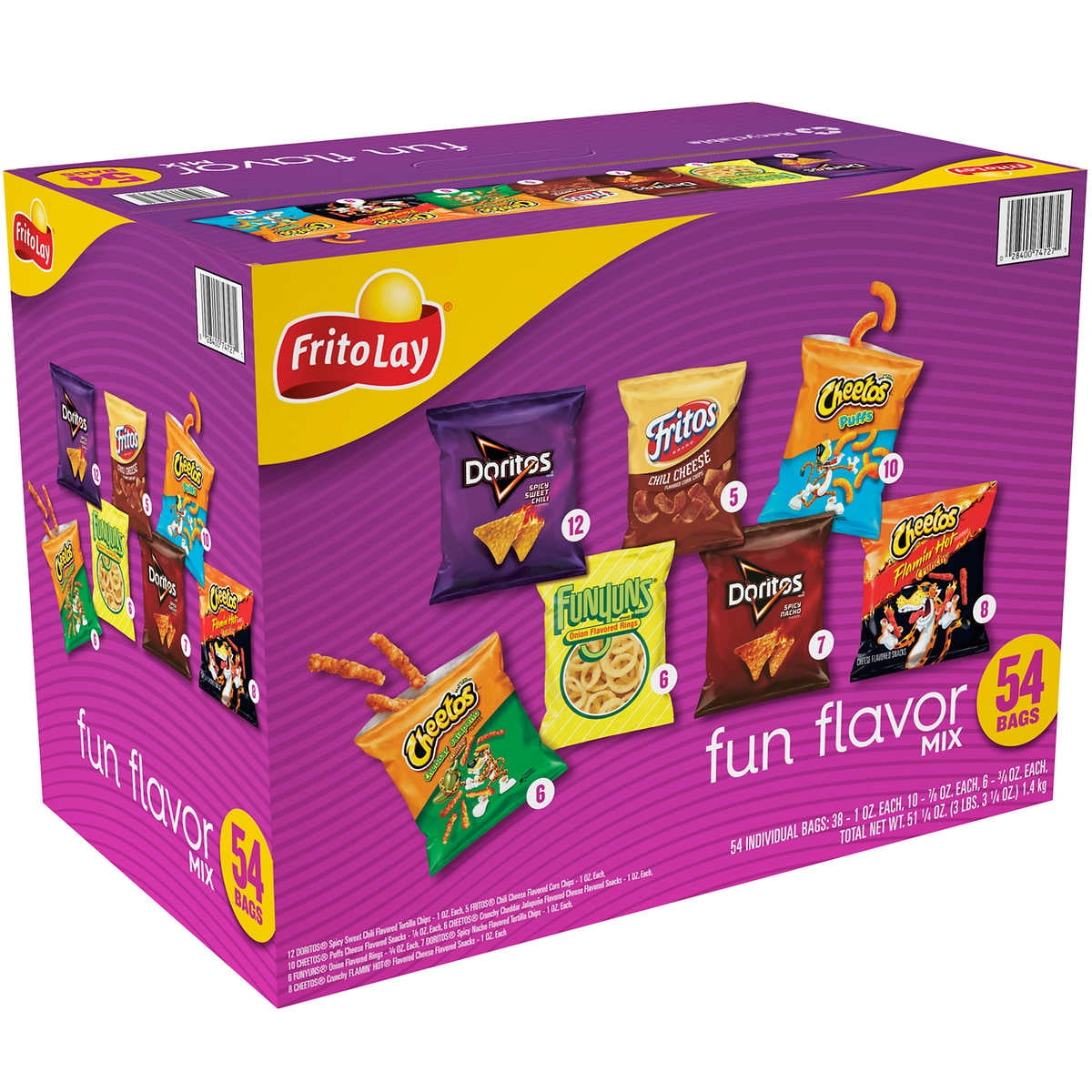 Frito Lay Fun Flavor Mix Variety Pack 54 Count