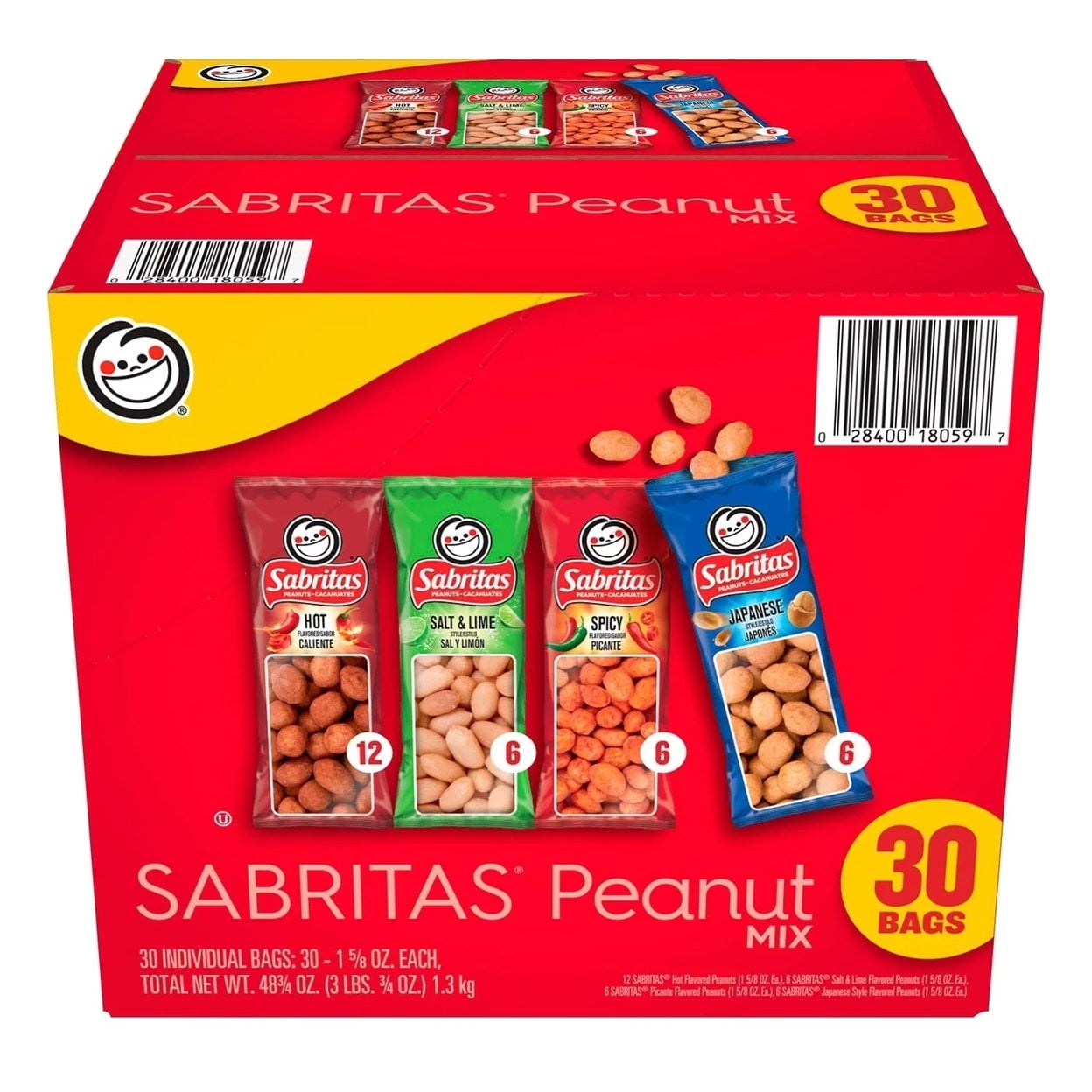 Frito-Lay Sabritas Cacahuates Peanuts Mix, Flamin' Hot, Salt & Lime ...