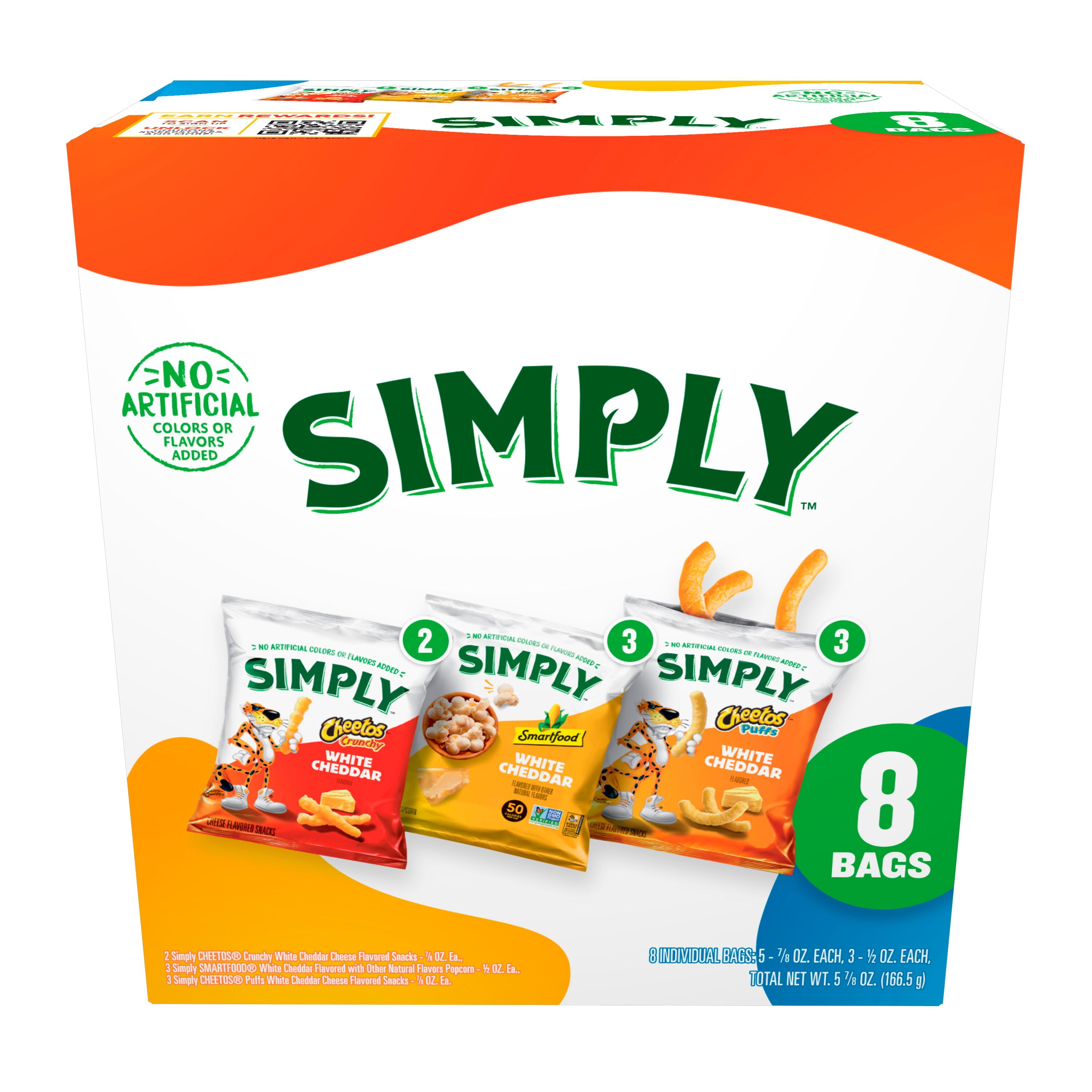 Frito-Lay Simply Cheetos and Smartfood Cheddar Mix, 8 Individual Bags ...