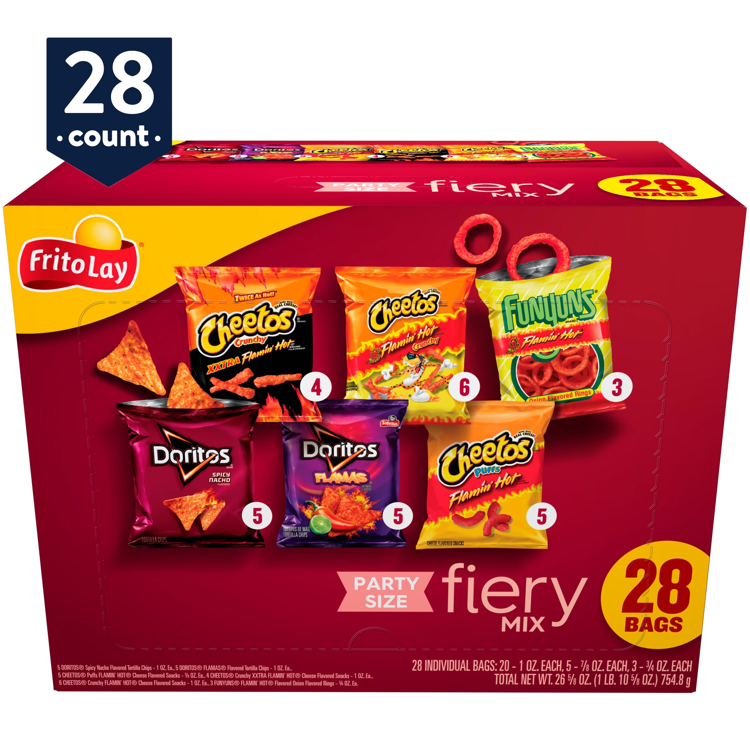 Frito-Lay Snacks Fiery Mix Variety Pack Snack Chips, 28 Count Mulitpack ...