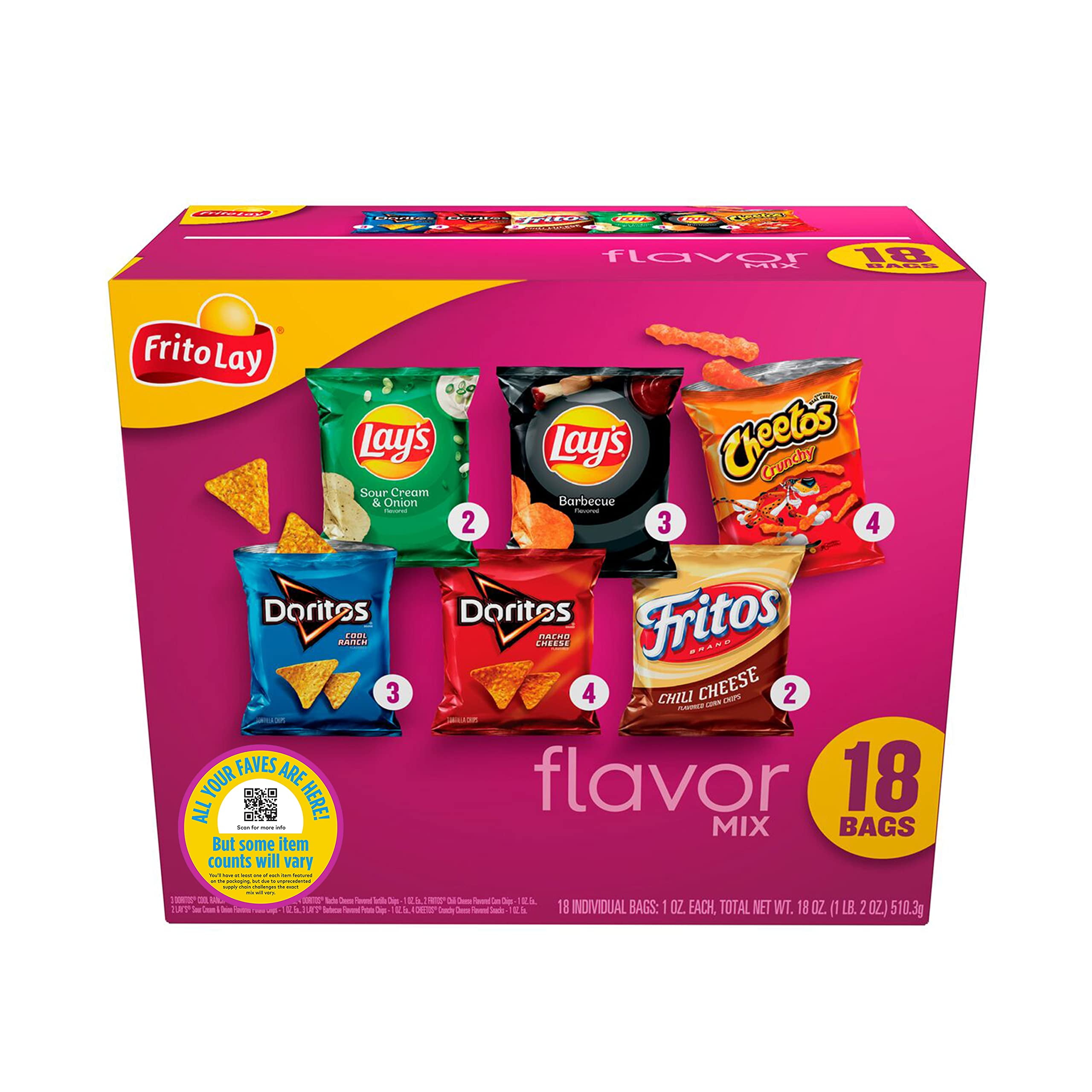 Frito Lay Snacks Flavor Mix Chips Variety Pack Doritos Lay S Chetos