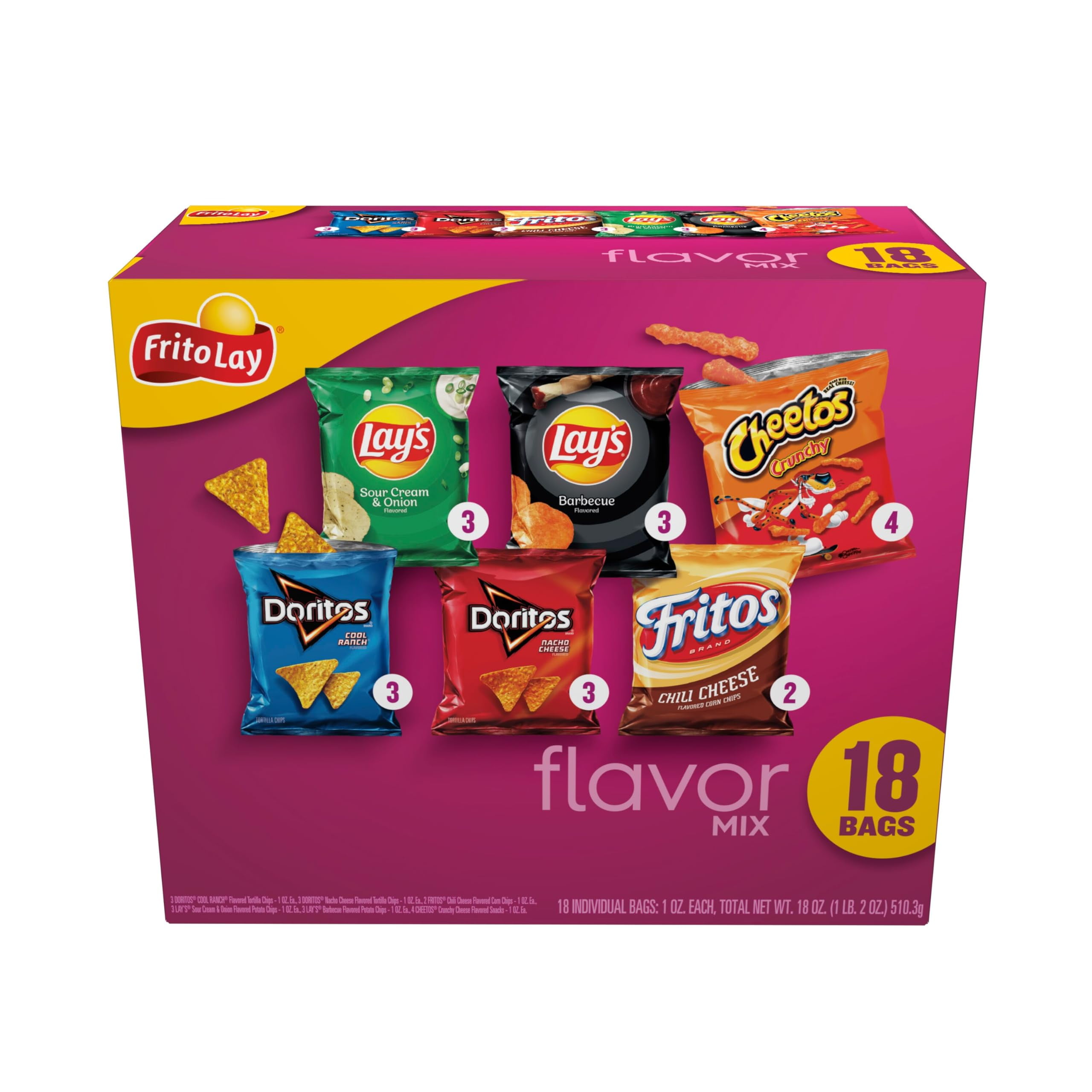 Frito-Lay Snacks Flavor Mix Chips Variety Pack, Doritos, Lays, Chetos ...