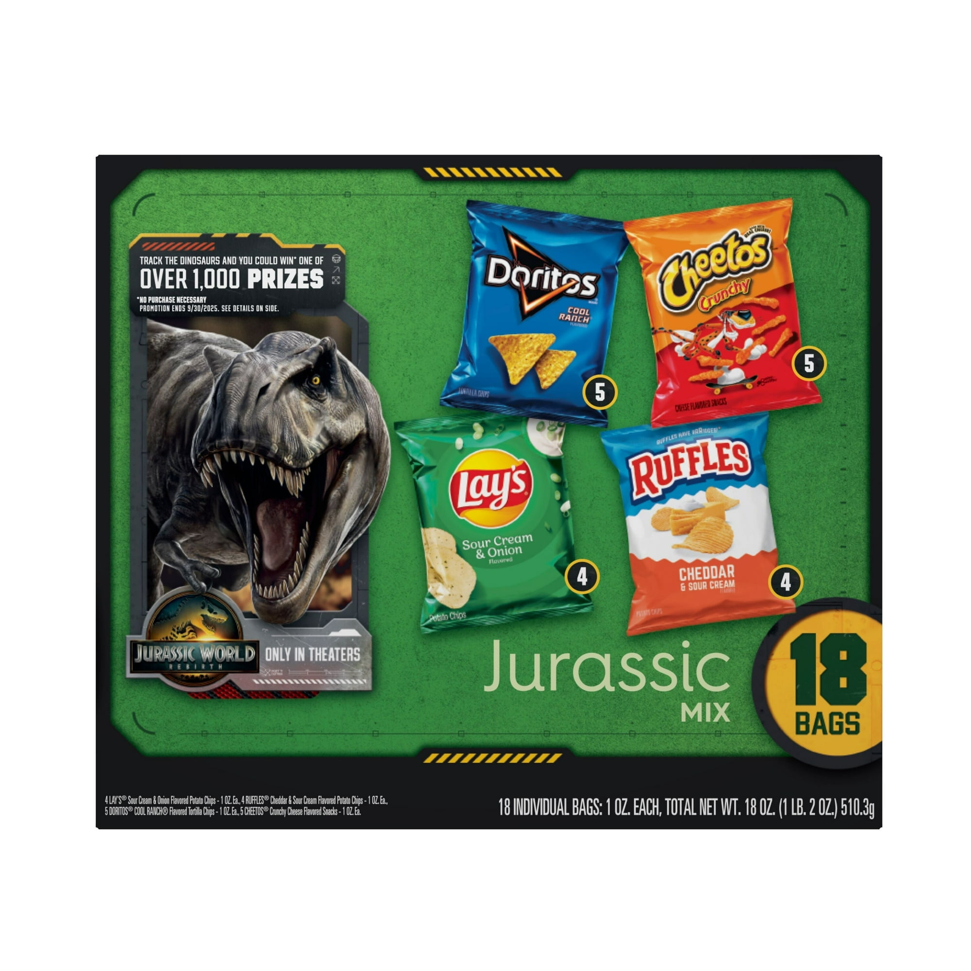 Frito Lay Snacks Jurassic Mix Variety Pack 18 oz, 18 Count -4 Pack ...