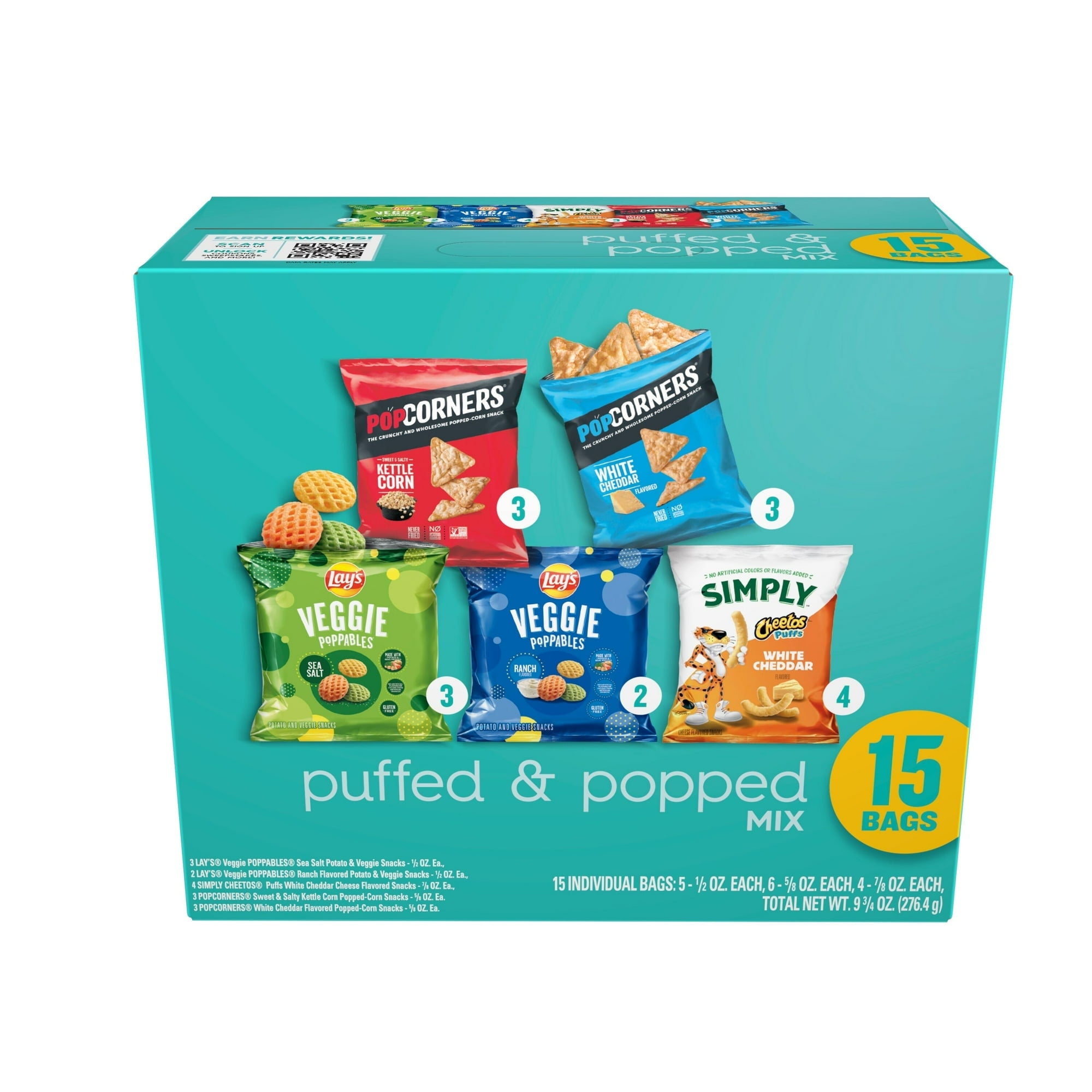 Frito Lay Snacks Puffed & Popped Mix Variety Packs 9.75 Ounce, 15 Count ...